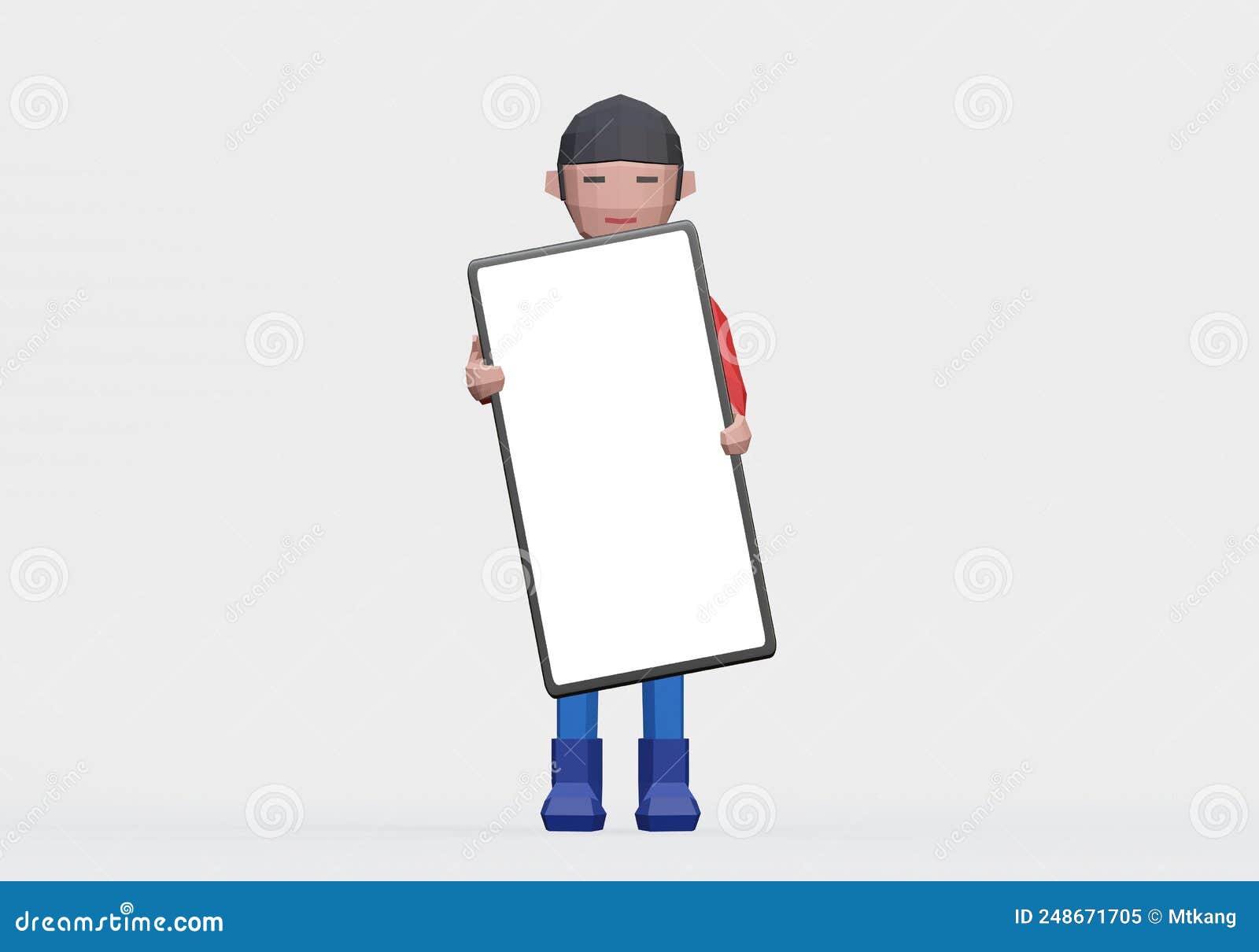 Cartoon Man Holding A Mobile Phone Or Smartphone Stock Illustration