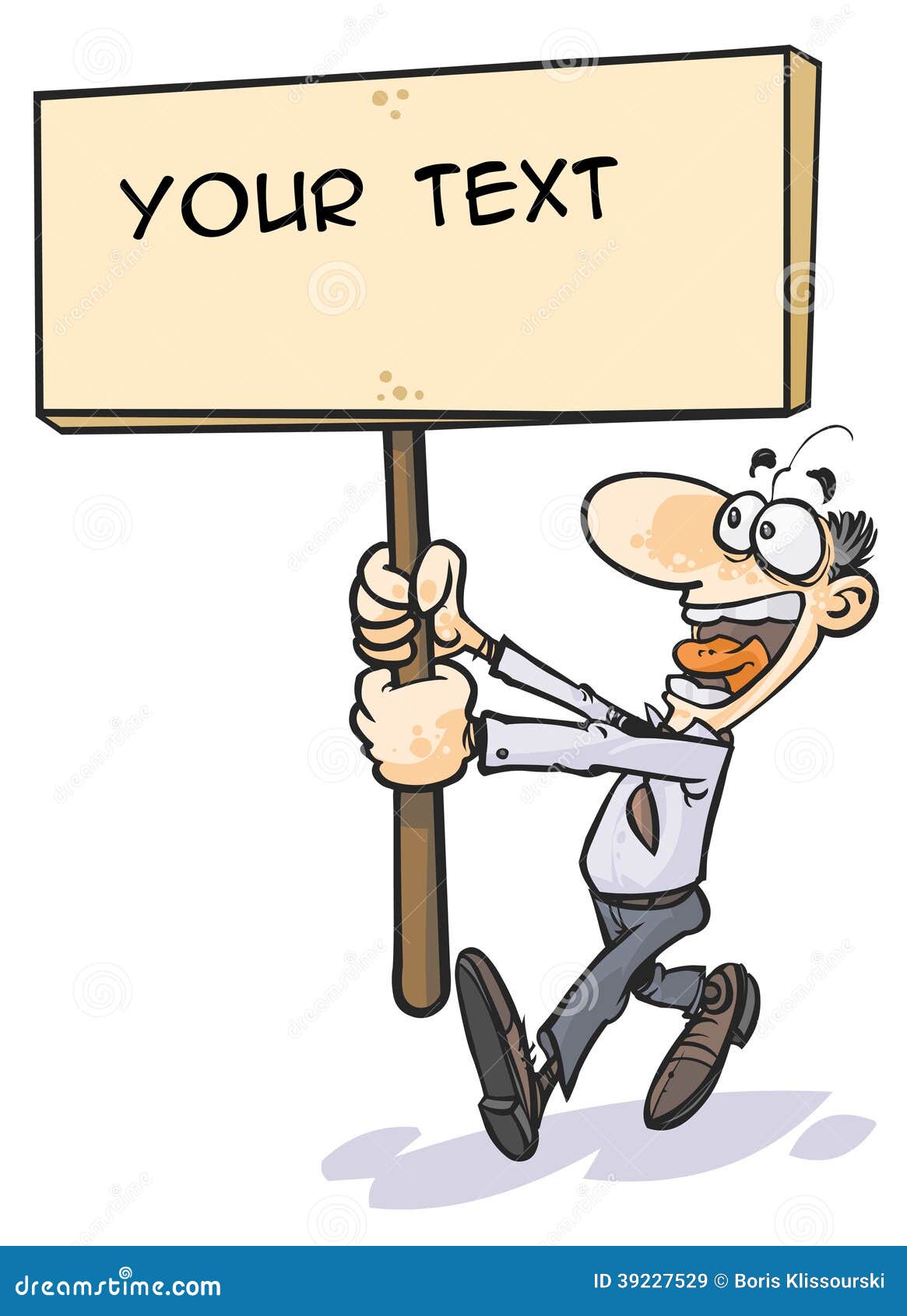 Cartoon Man Holding A Placard Stock Illustration Illustration Of