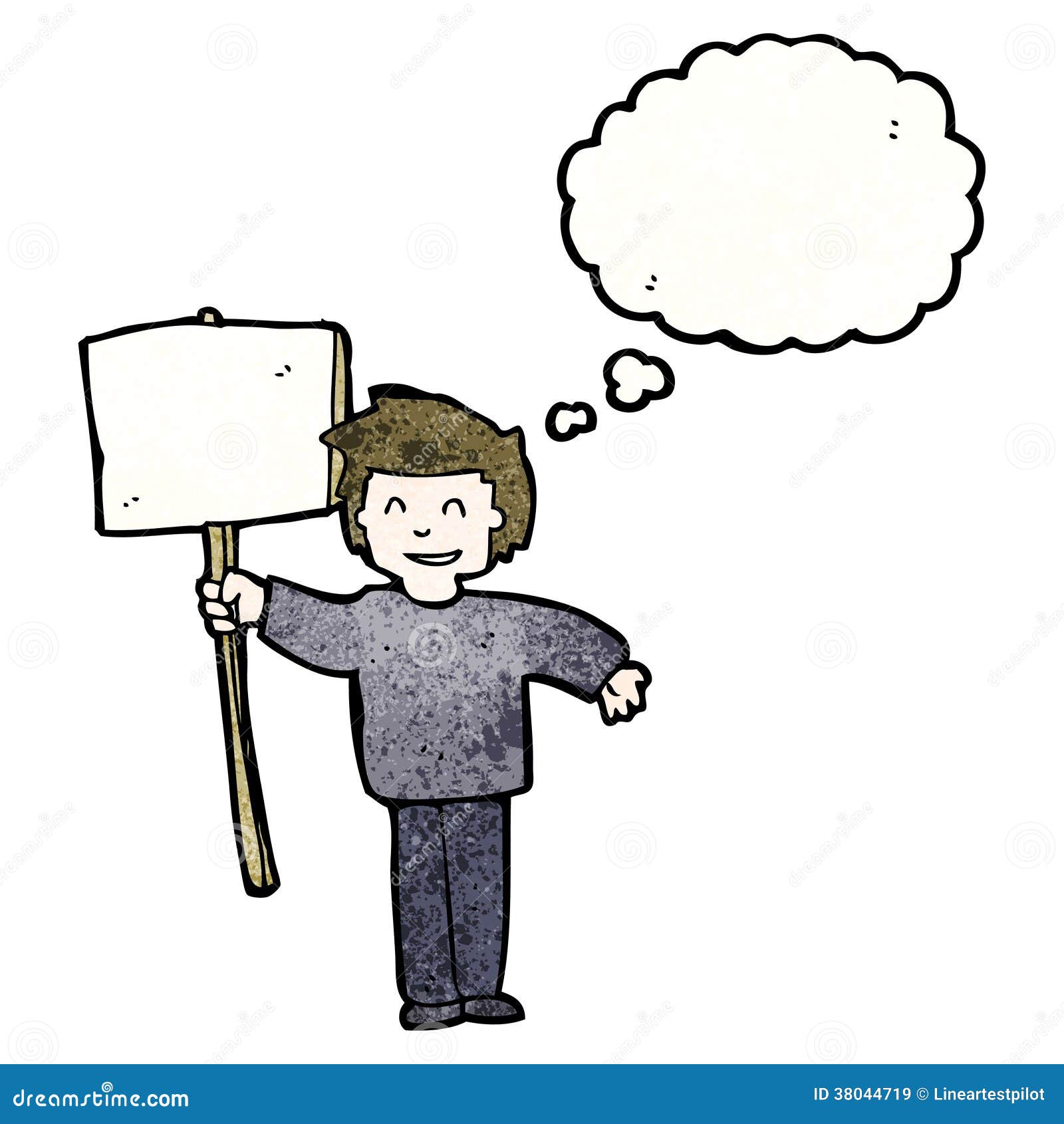 Cartoon man holding sign stock vector. Illustration of thought - 38044719