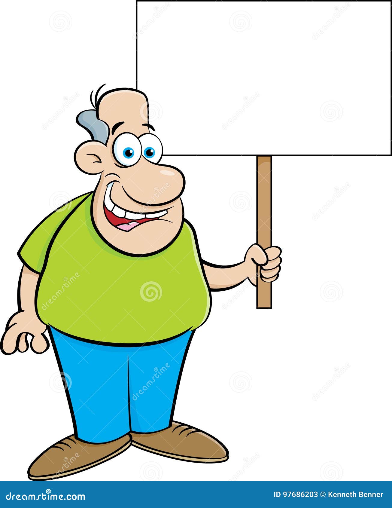 Cartoon Man Holding a Sign. Stock Vector - Illustration of sign ...