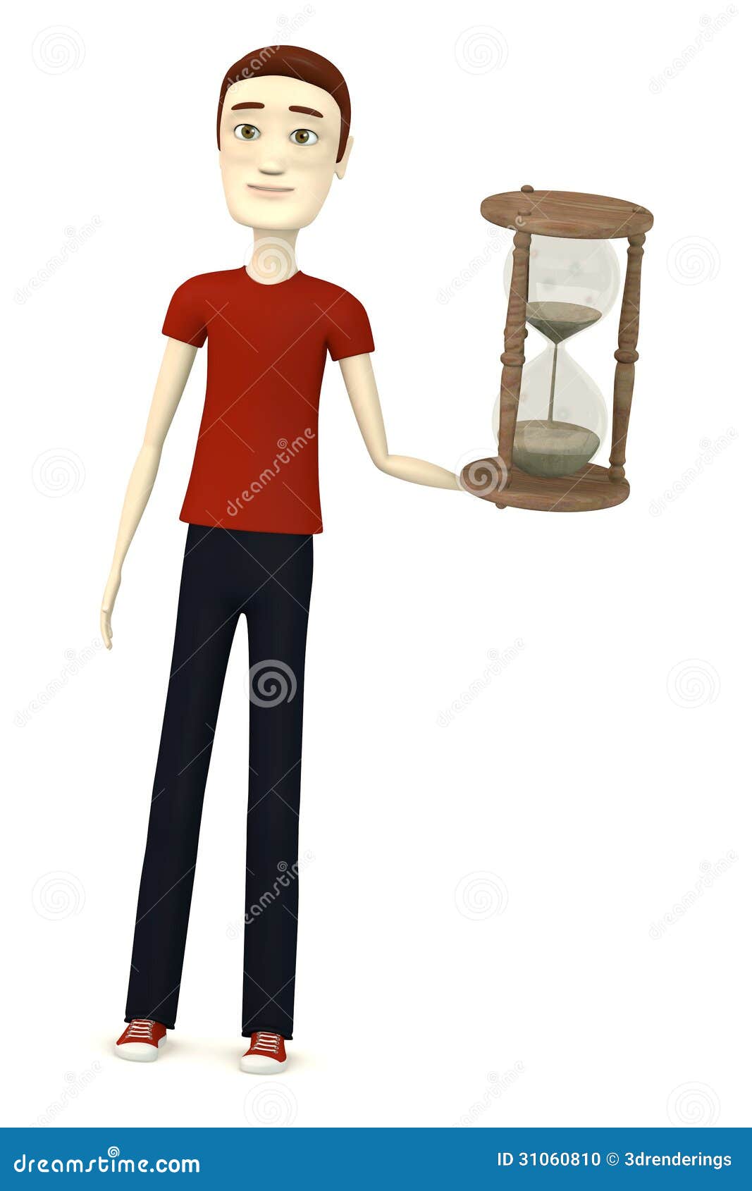 Cartoon man with hourglass stock illustration. Illustration of human ...