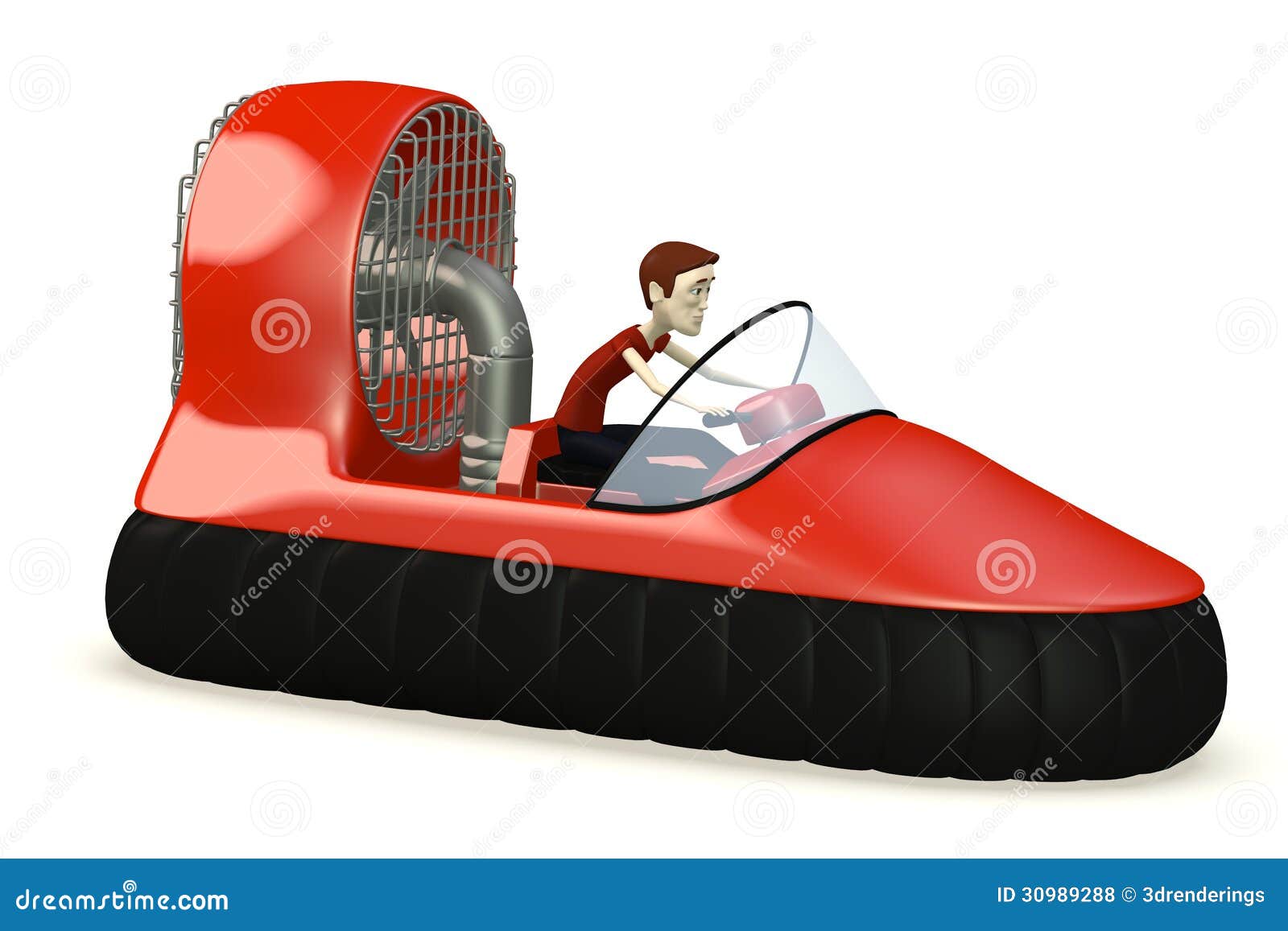 Cartoon man in hovercraft stock illustration. Illustration of render ...