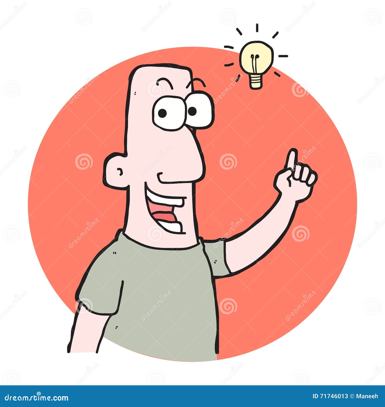 Cartoon man with idea stock illustration. Illustration of lamp - 71746013