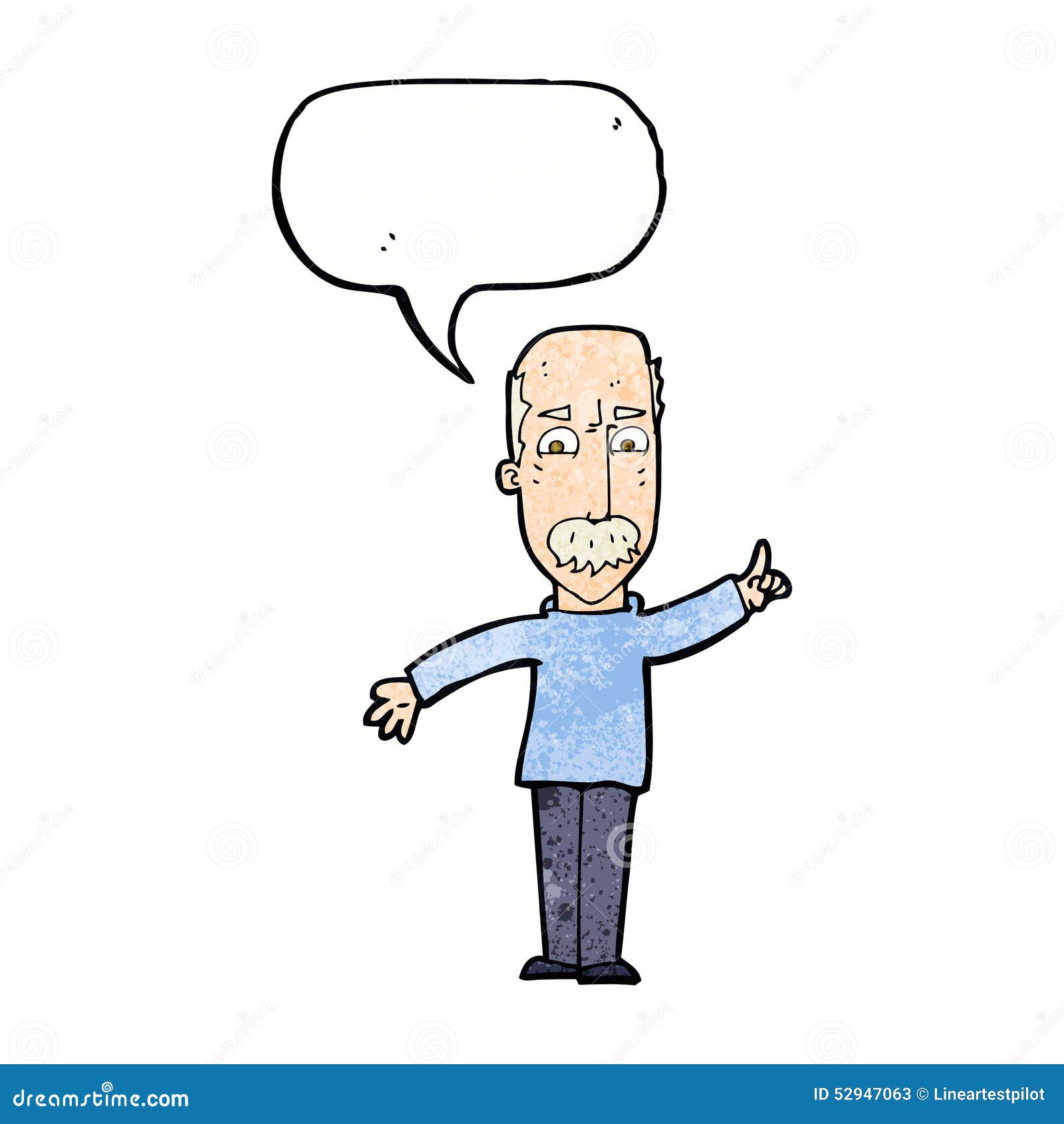 Cartoon Man Issuing Stern Warning with Speech Bubble Stock Illustration ...