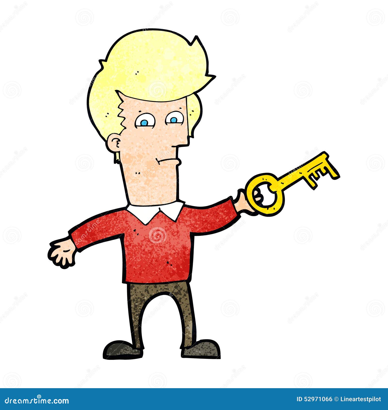 Cartoon man with key stock illustration. Illustration of quirky - 52971066