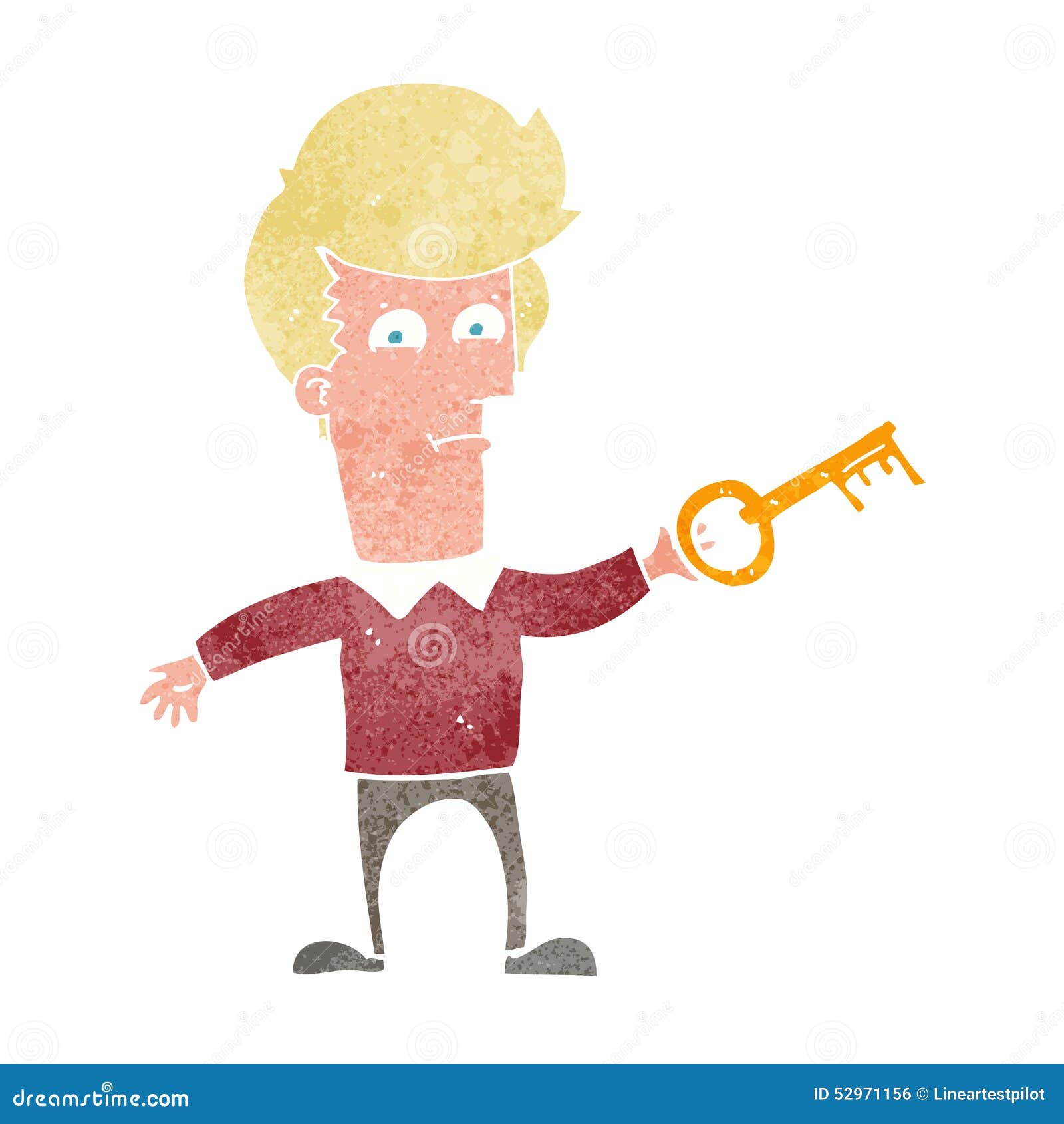 Cartoon man with key stock illustration. Illustration of quirky - 52971156