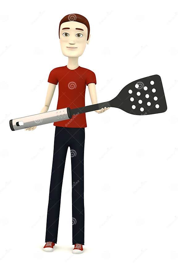 Cartoon Man with Kitchen Utensil Stock Illustration - Illustration of ...
