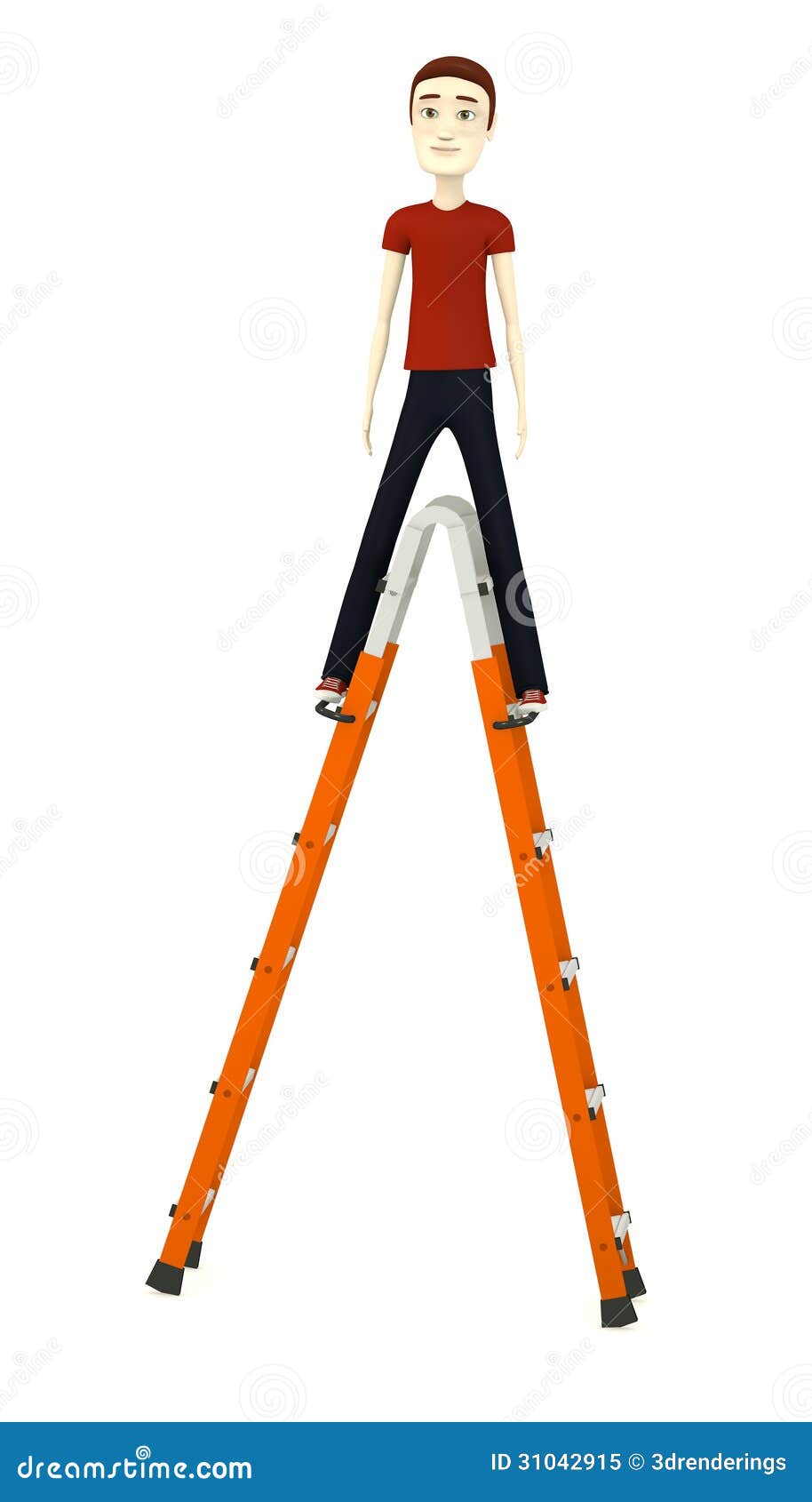 Cartoon man on ladder stock illustration. Illustration of toon - 31042915