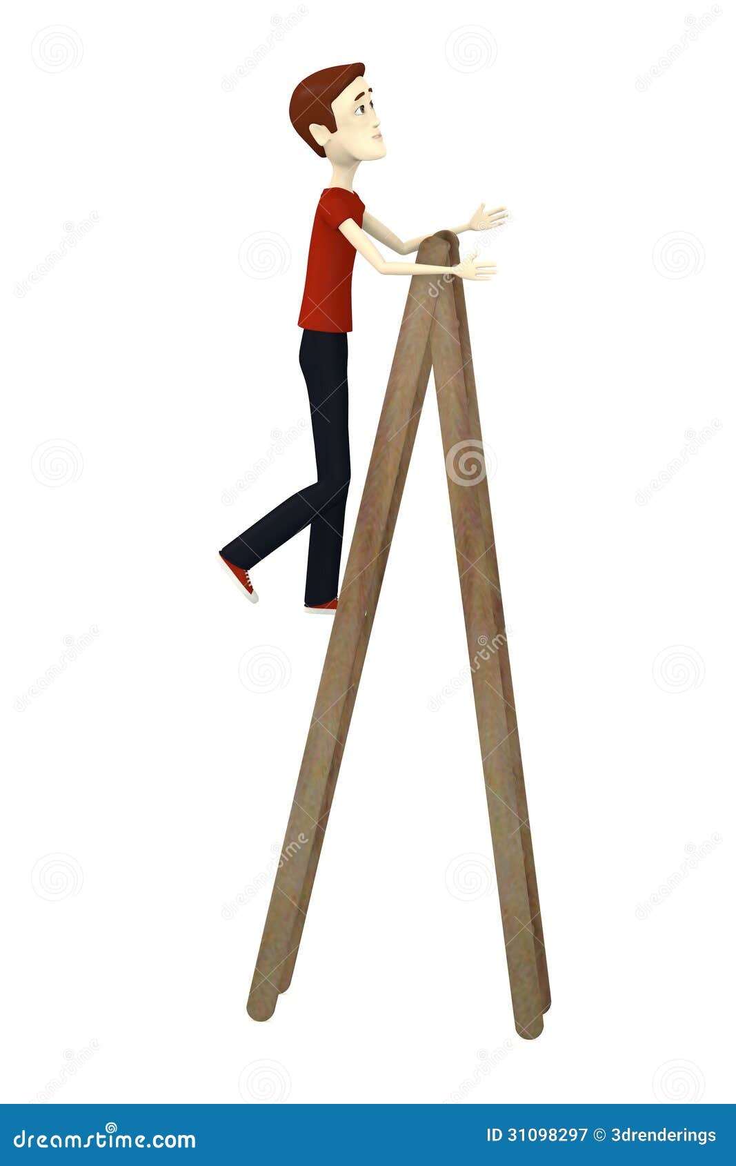Cartoon man on a ladder stock illustration. Illustration of people ...