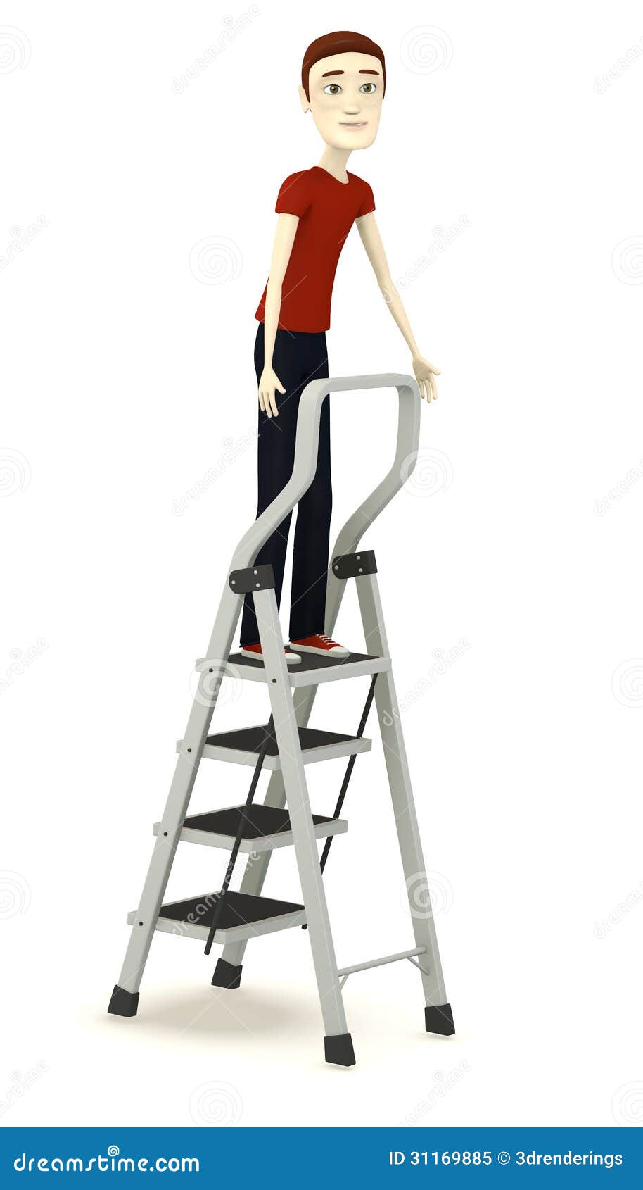 Cartoon man on a ladder stock illustration. Illustration of toon - 31169885