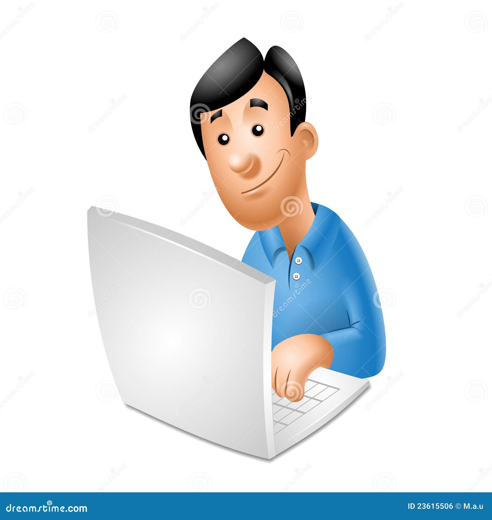 Cartoon man with laptop stock illustration. Illustration of notebook ...