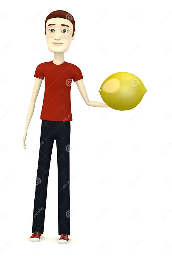 Cartoon man with lemon stock illustration. Illustration of people ...