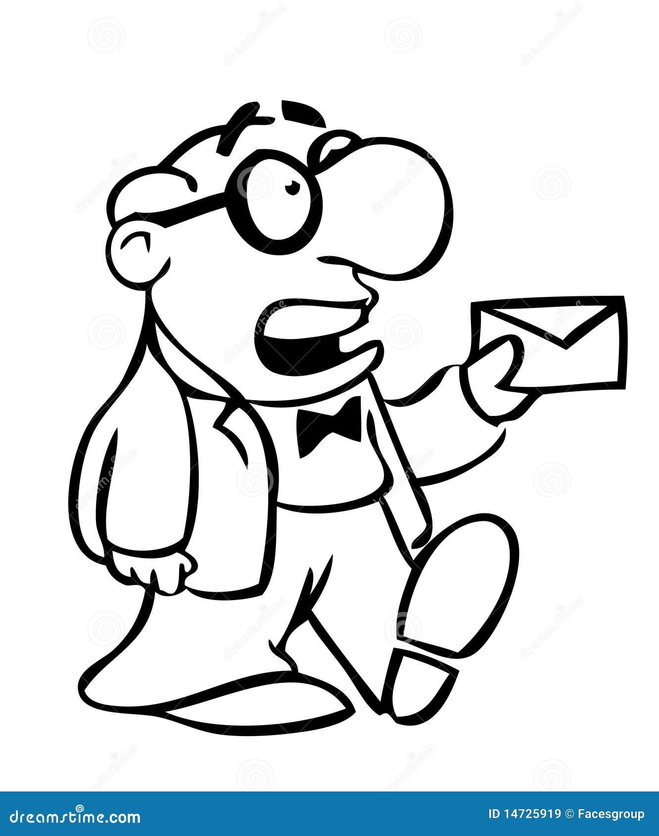 Cartoon Man Writing Letter