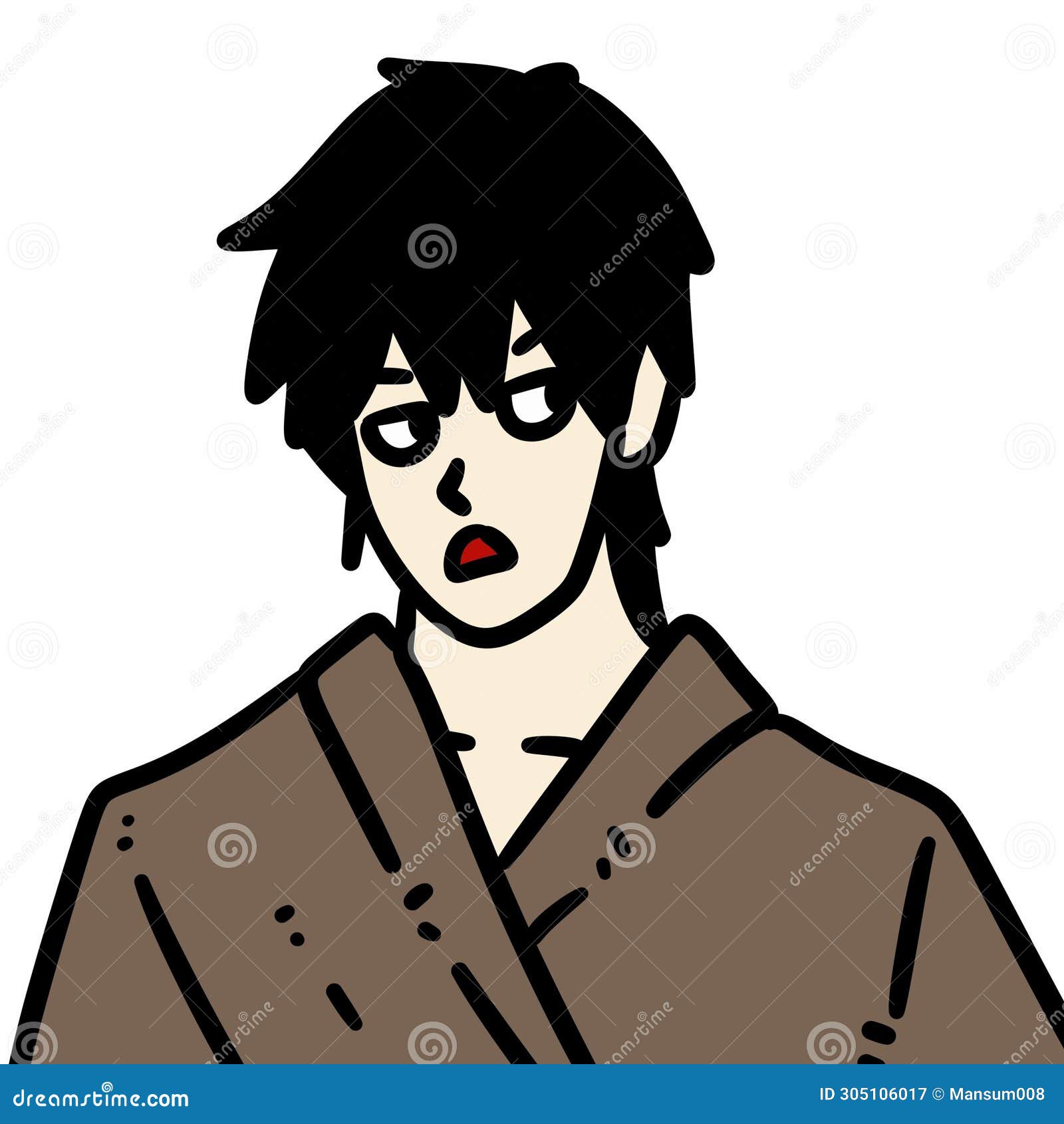 Cartoon man looking away stock illustration. Illustration of freehand ...