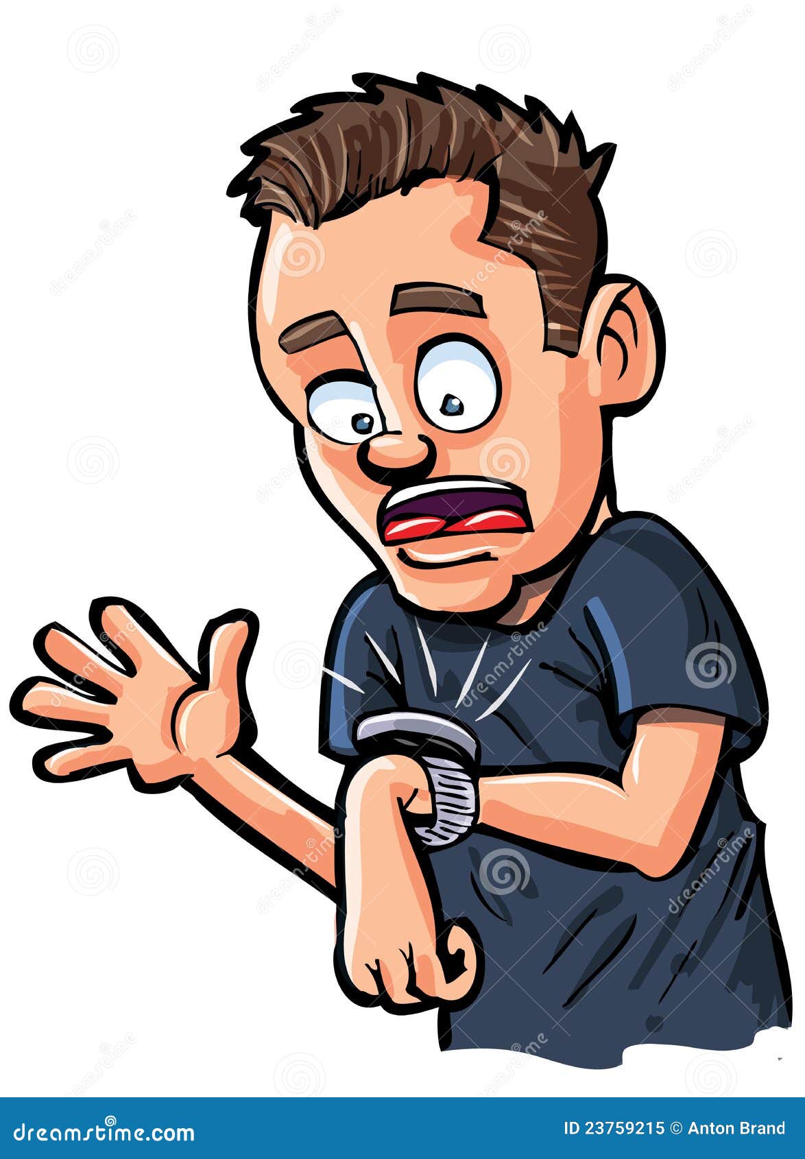 Cartoon Man Looking at His Watch Stock Illustration - Illustration of ...