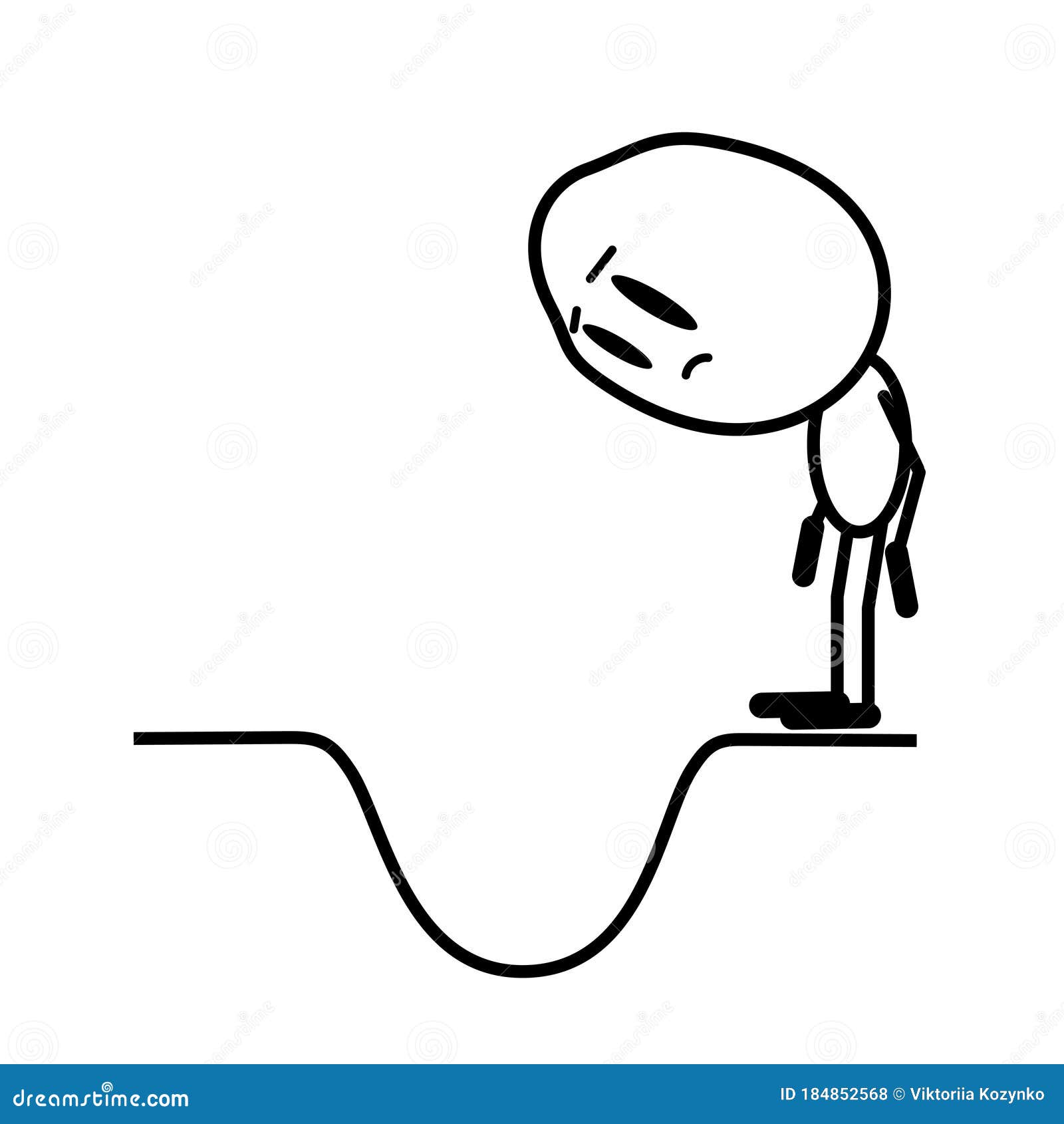 Cartoon Man Looking in a Pit. Overcome Problem on Way. Business ...