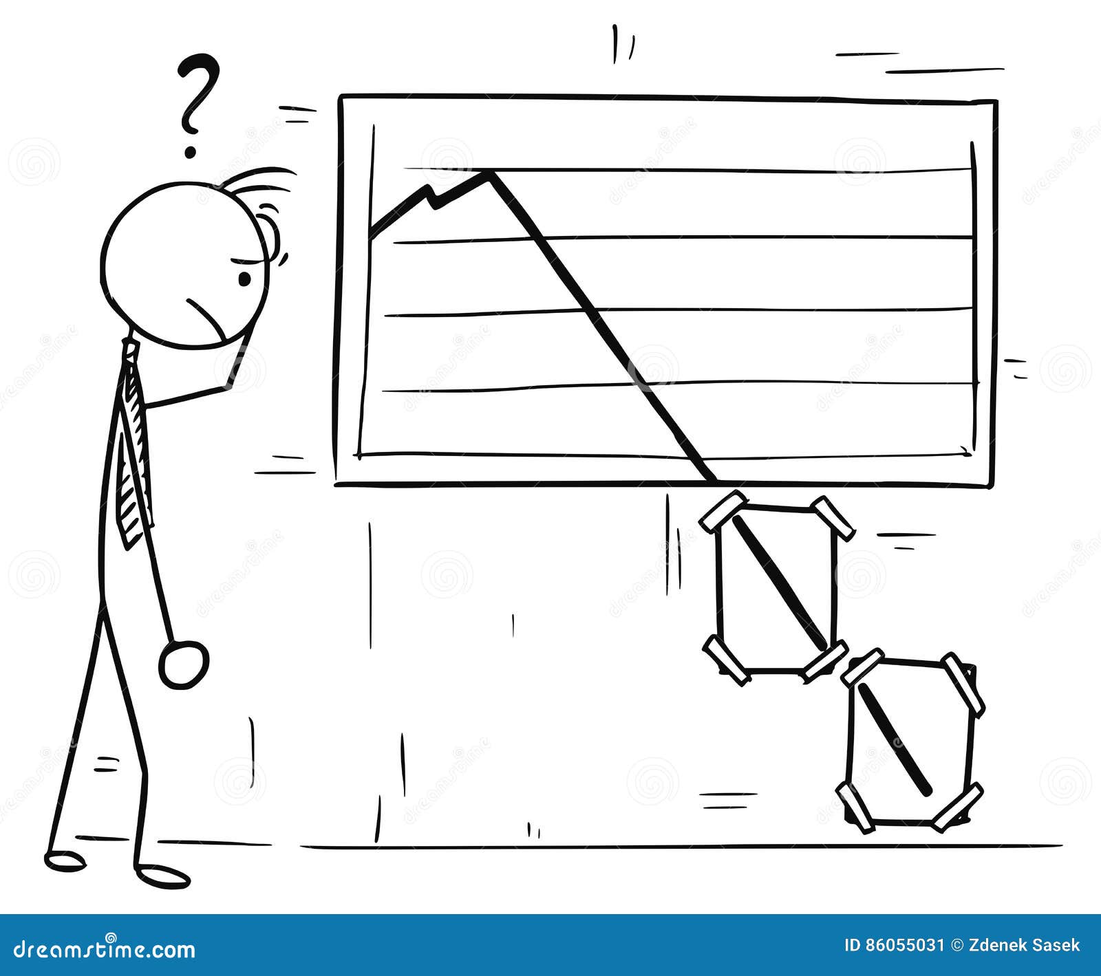 Cartoon Of Man Looking At Wall Graph Vector Illustration ...