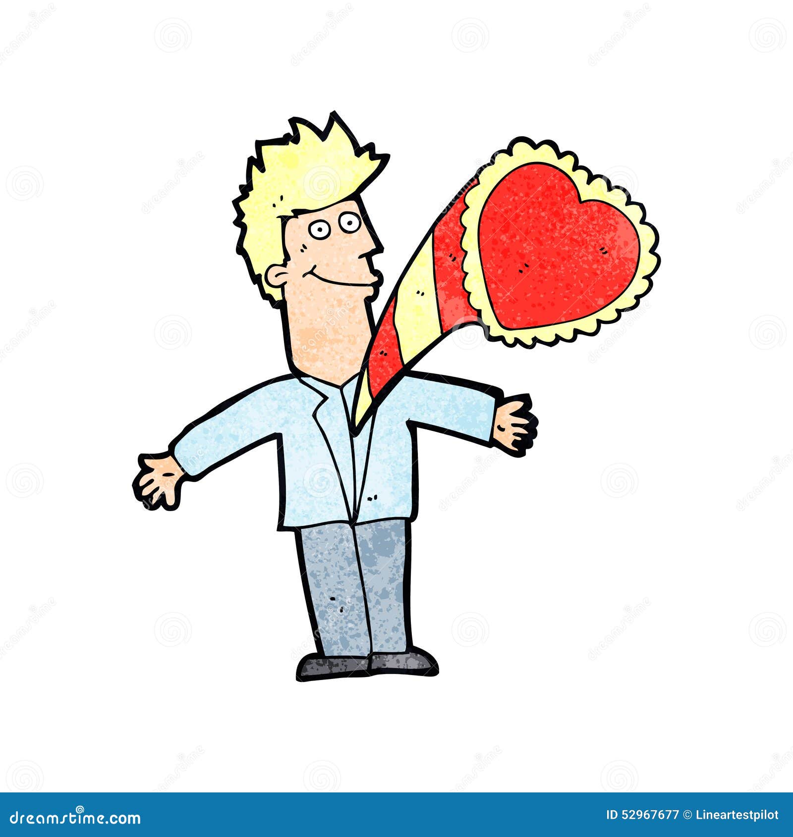 Cartoon Man with Love Heart Stock Illustration - Illustration of retro ...