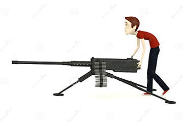 Cartoon Man with Machine Gun Stock Illustration - Illustration of ...