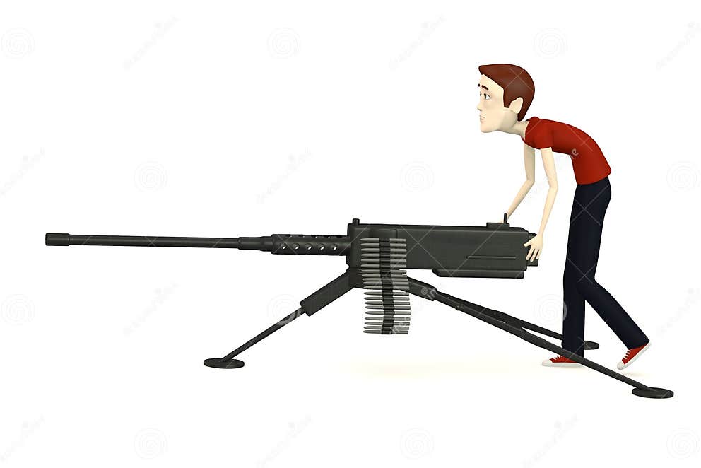 Cartoon Man with Machine Gun Stock Illustration - Illustration of ...
