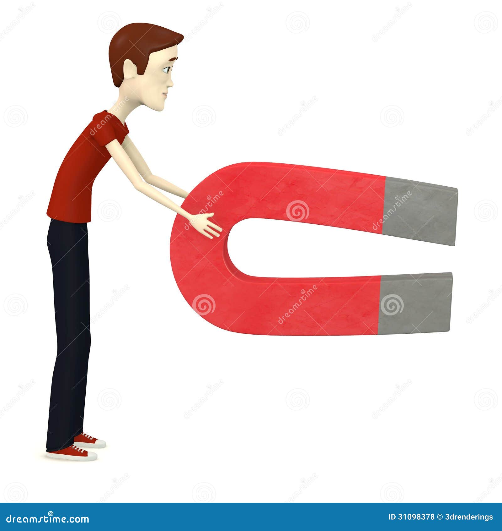 Cartoon man with magnet stock illustration. Illustration of young ...