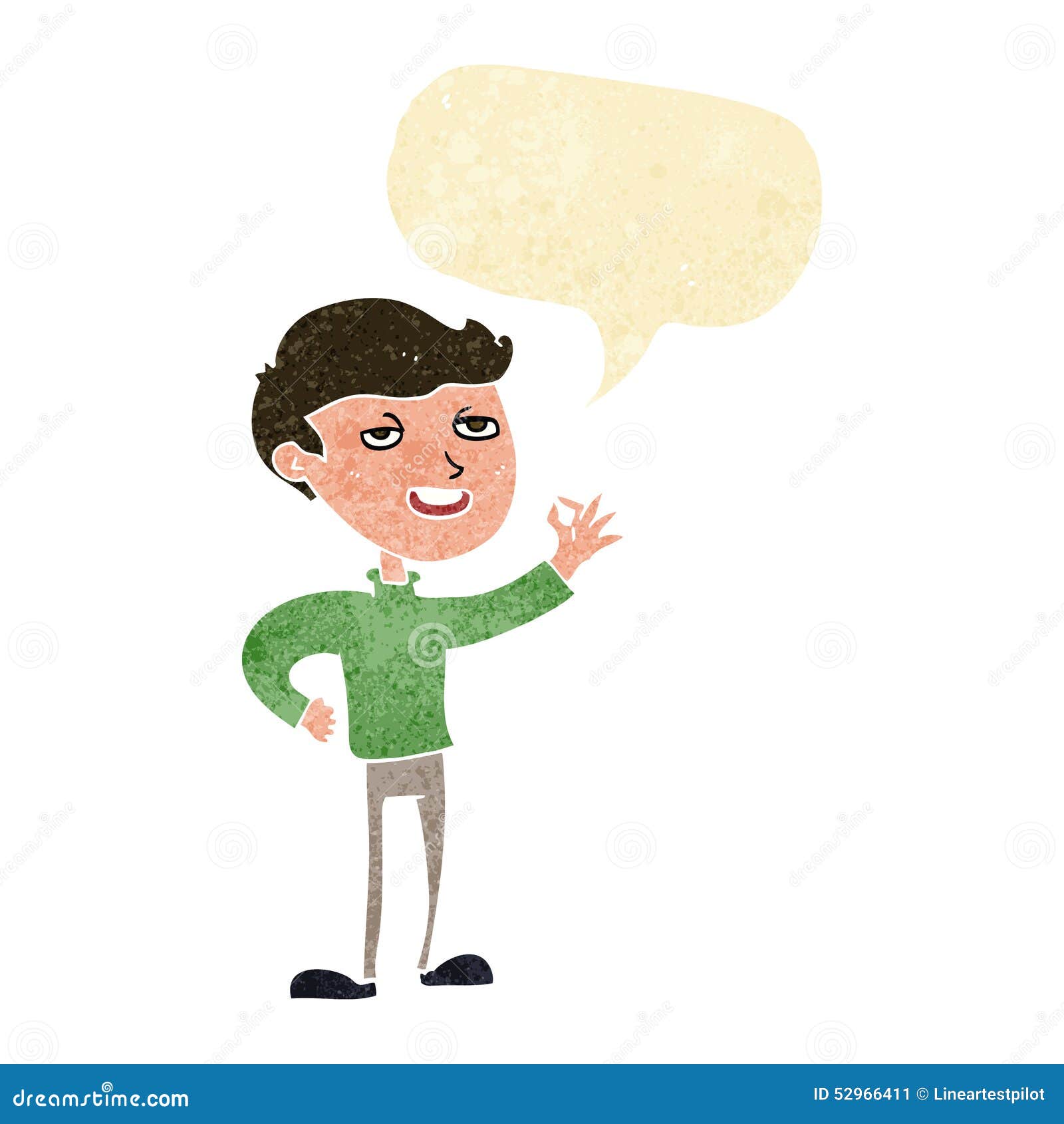 Cartoon Man Making Excellent Gesture with Speech Bubble Stock ...