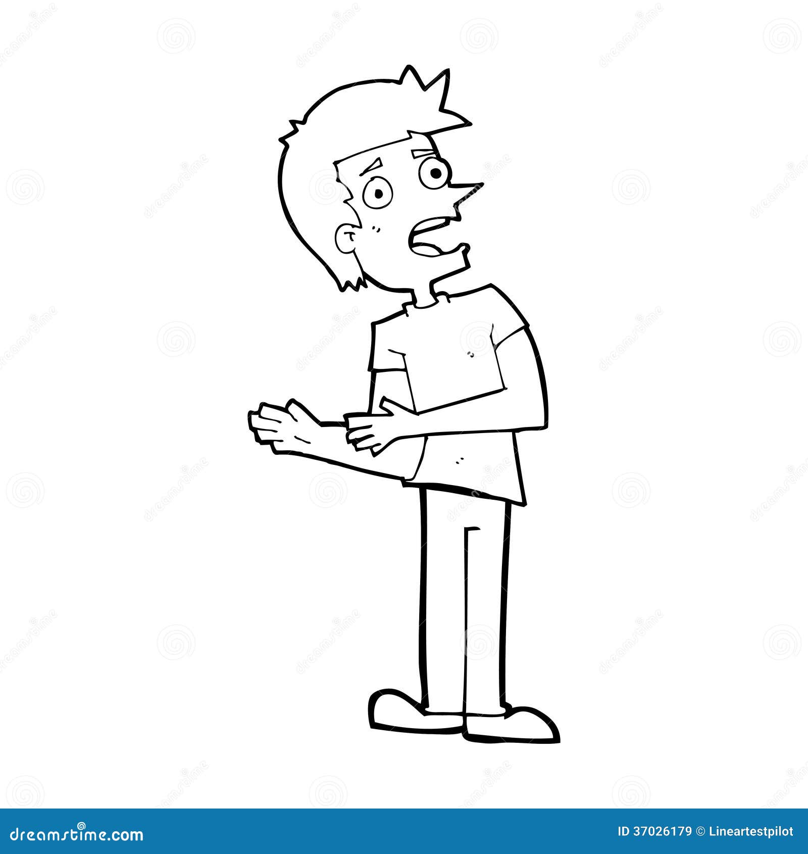 Cartoon man making excuses stock illustration. Illustration of quirky ...