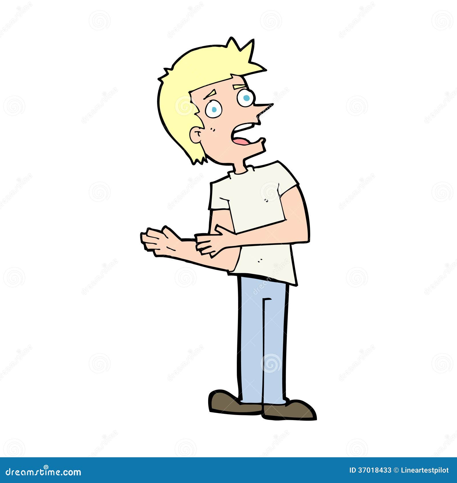 Cartoon man making excuses stock vector. Illustration of quirky - 37018433