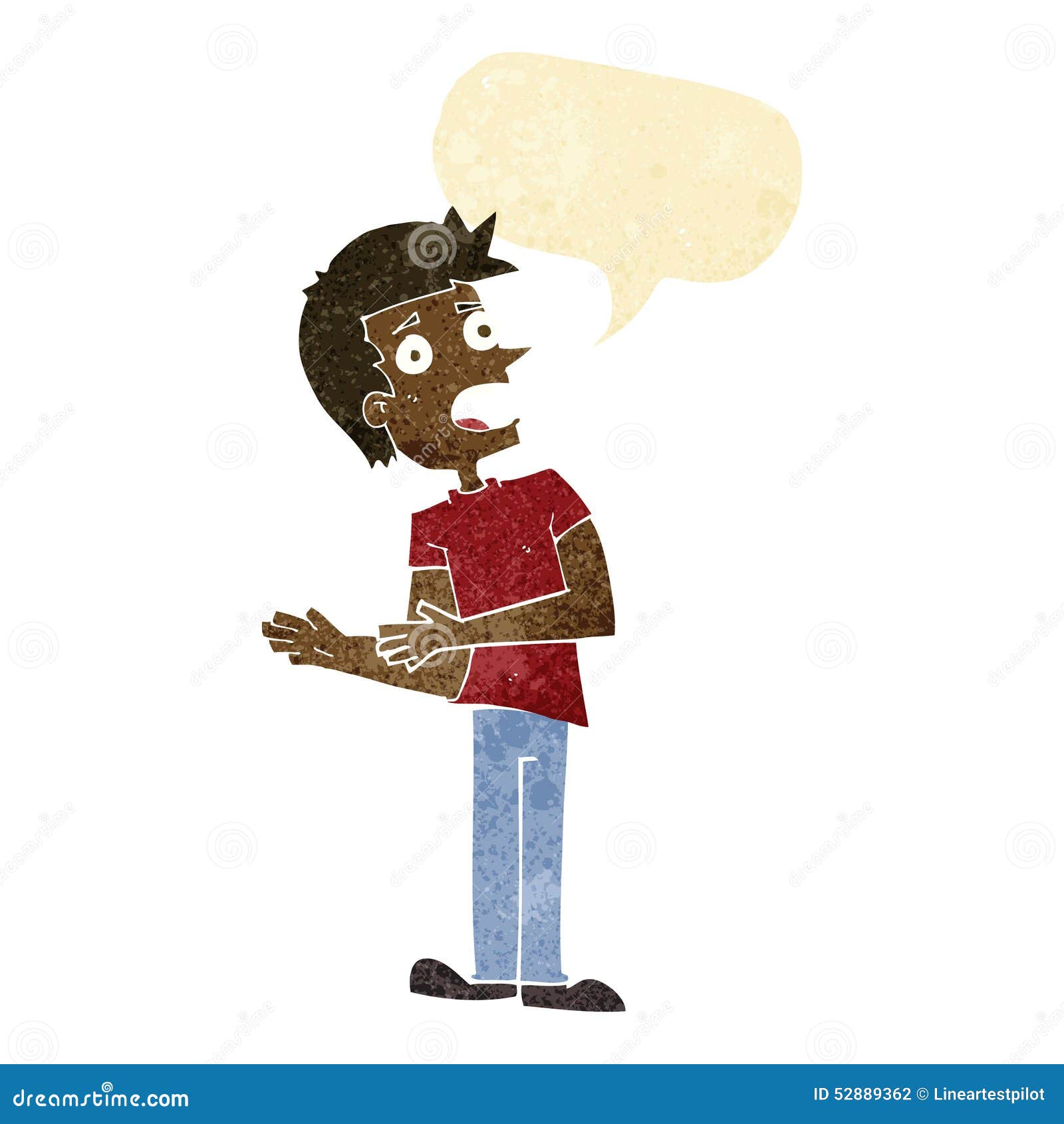 Cartoon Man Making Excuses with Speech Bubble Stock Illustration ...