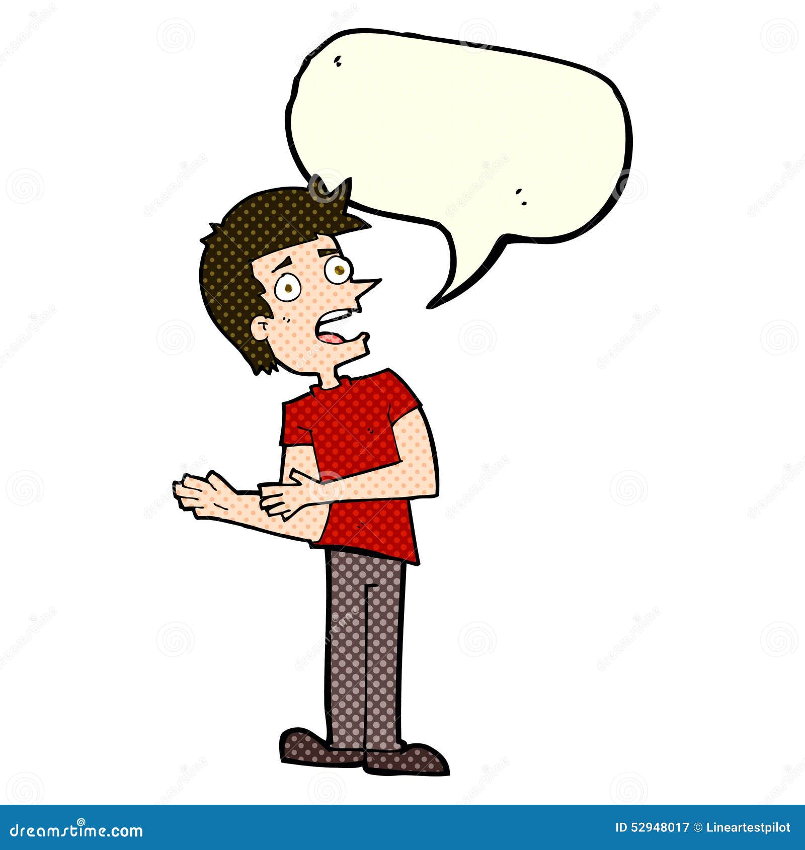 Cartoon Man Making Excuses with Speech Bubble Stock Illustration ...
