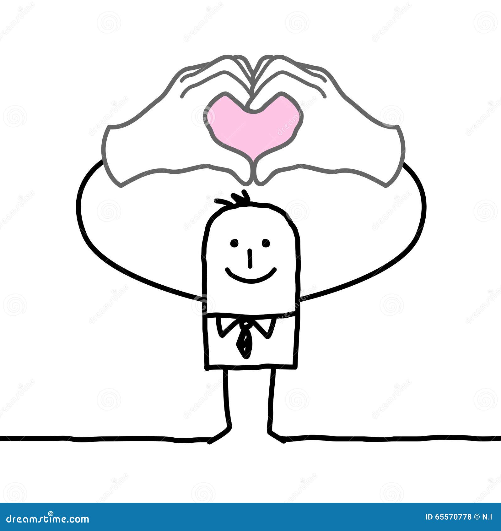 Cartoon Man Making Heart Sign with His Fingers Stock Vector ...