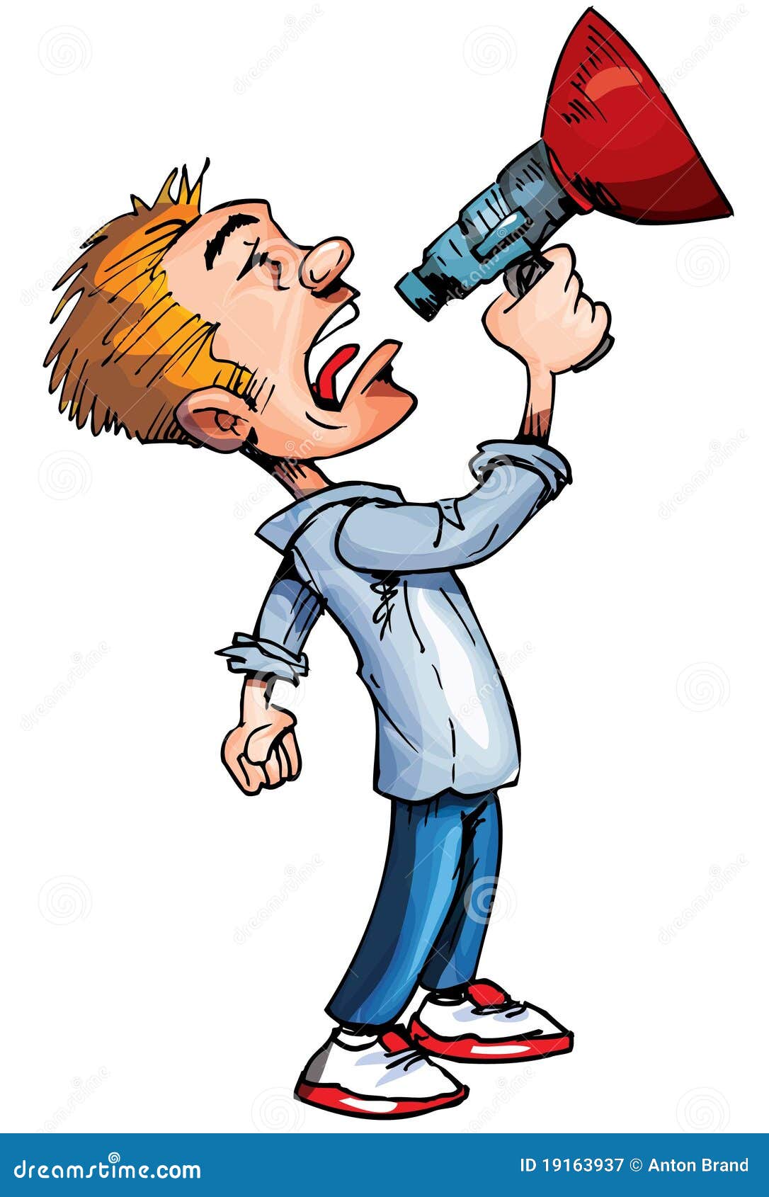 Cartoon of Man with a Megaphone Stock Vector - Illustration of office ...