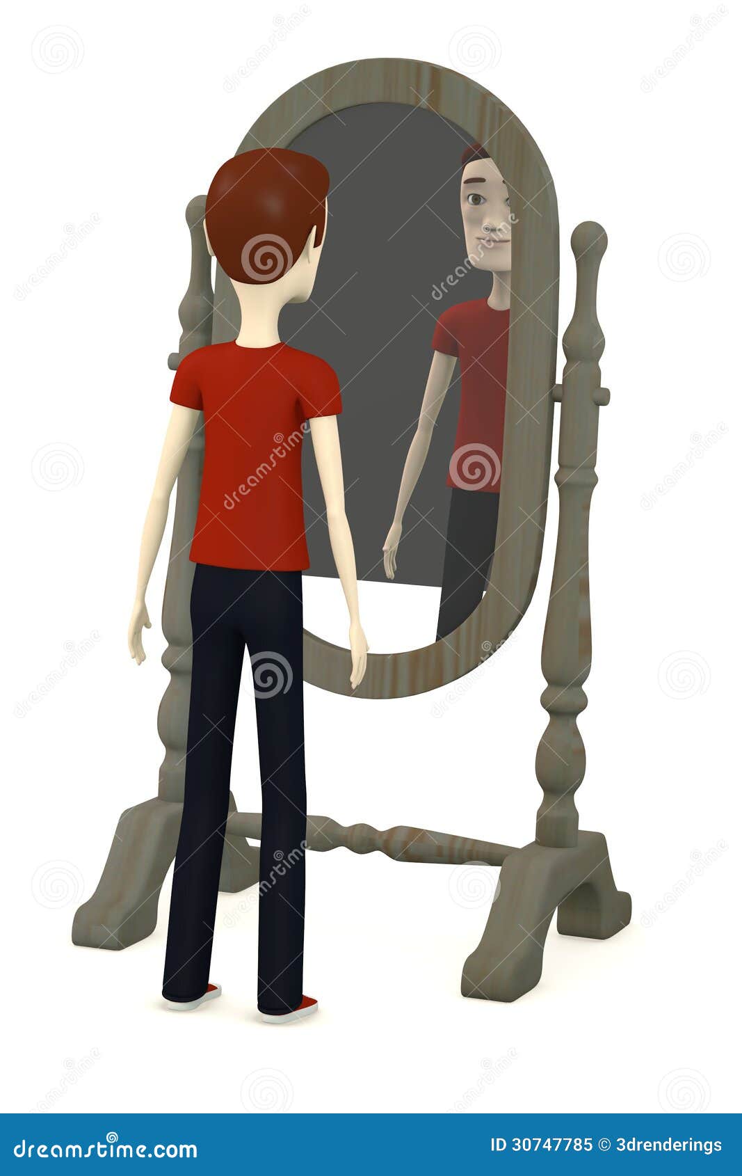 Cartoon man with mirror stock illustration. Illustration of young ...
