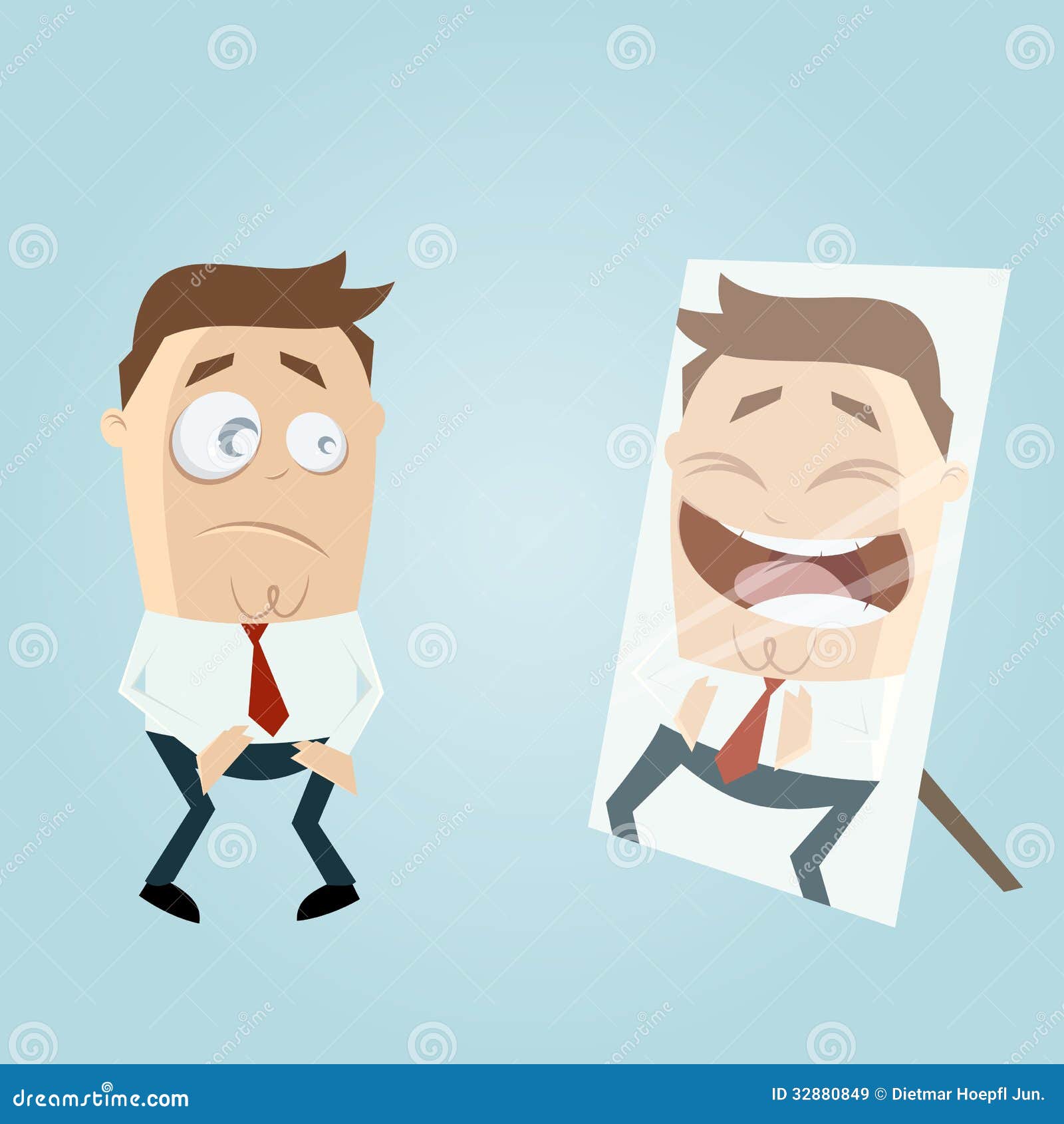 Cartoon man in mirror stock vector. Illustration of smiling - 32880849