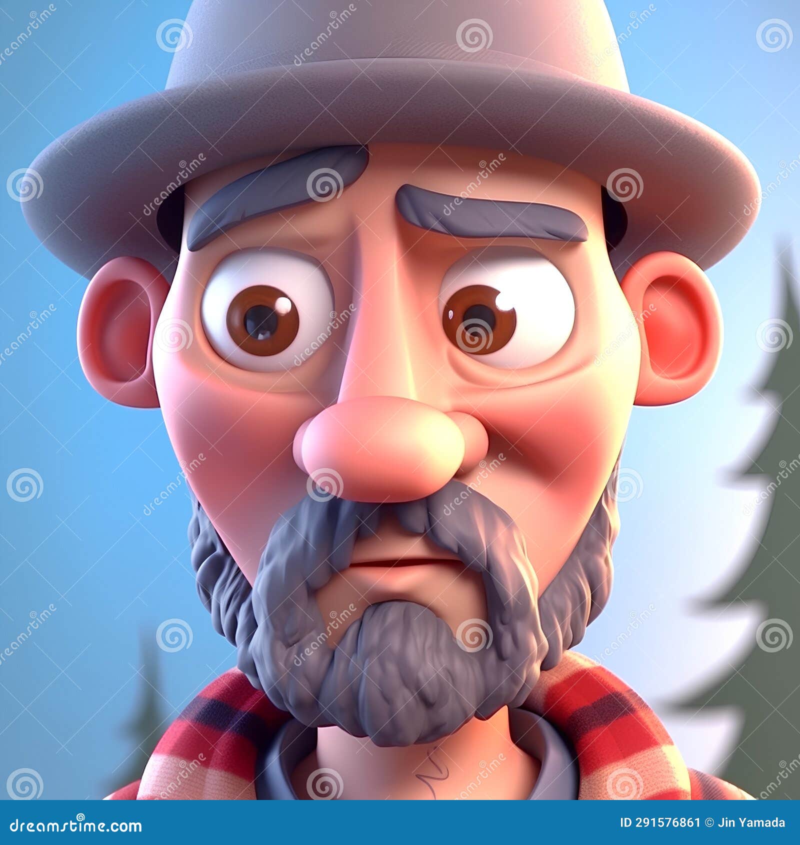 Cartoon Man with Mustache and Hat. 3d Render Illustration Stock ...