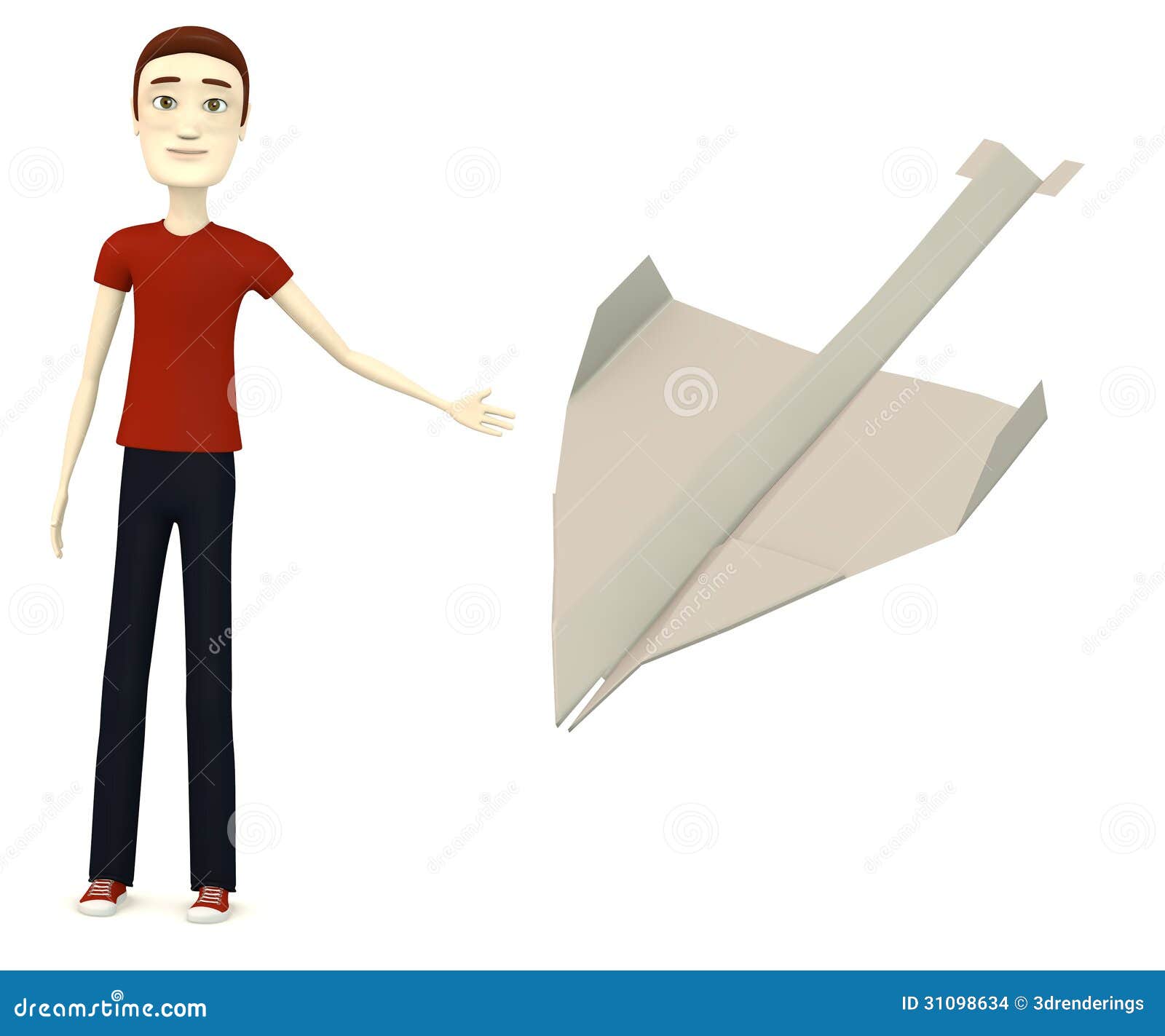 Cartoon Man with Paper Plane Stock Illustration - Illustration of ...