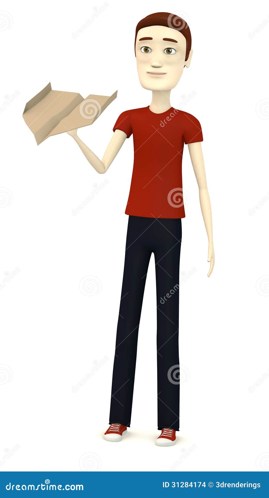 Cartoon Man with Paper Plane Stock Illustration - Illustration of ...