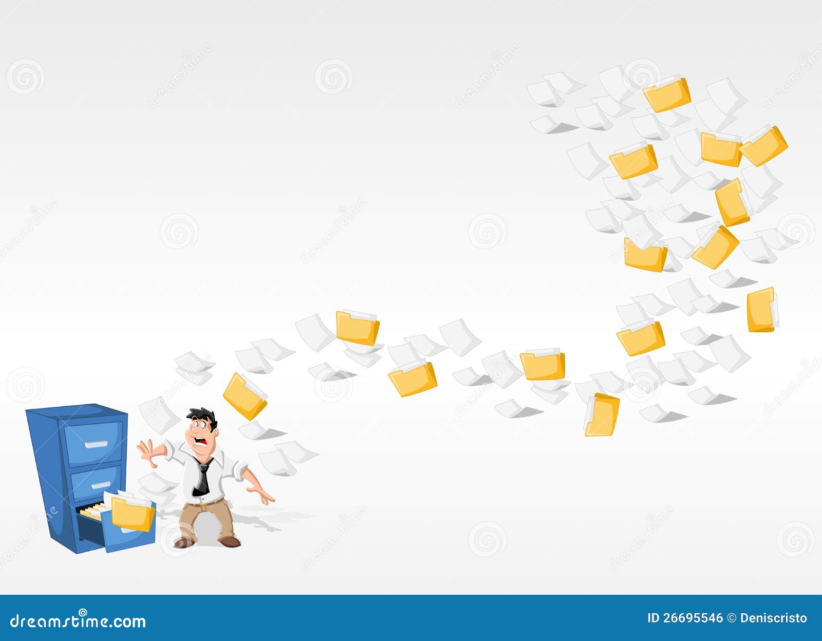 Cartoon Man and Papers and Folders Flying Stock Vector - Illustration ...