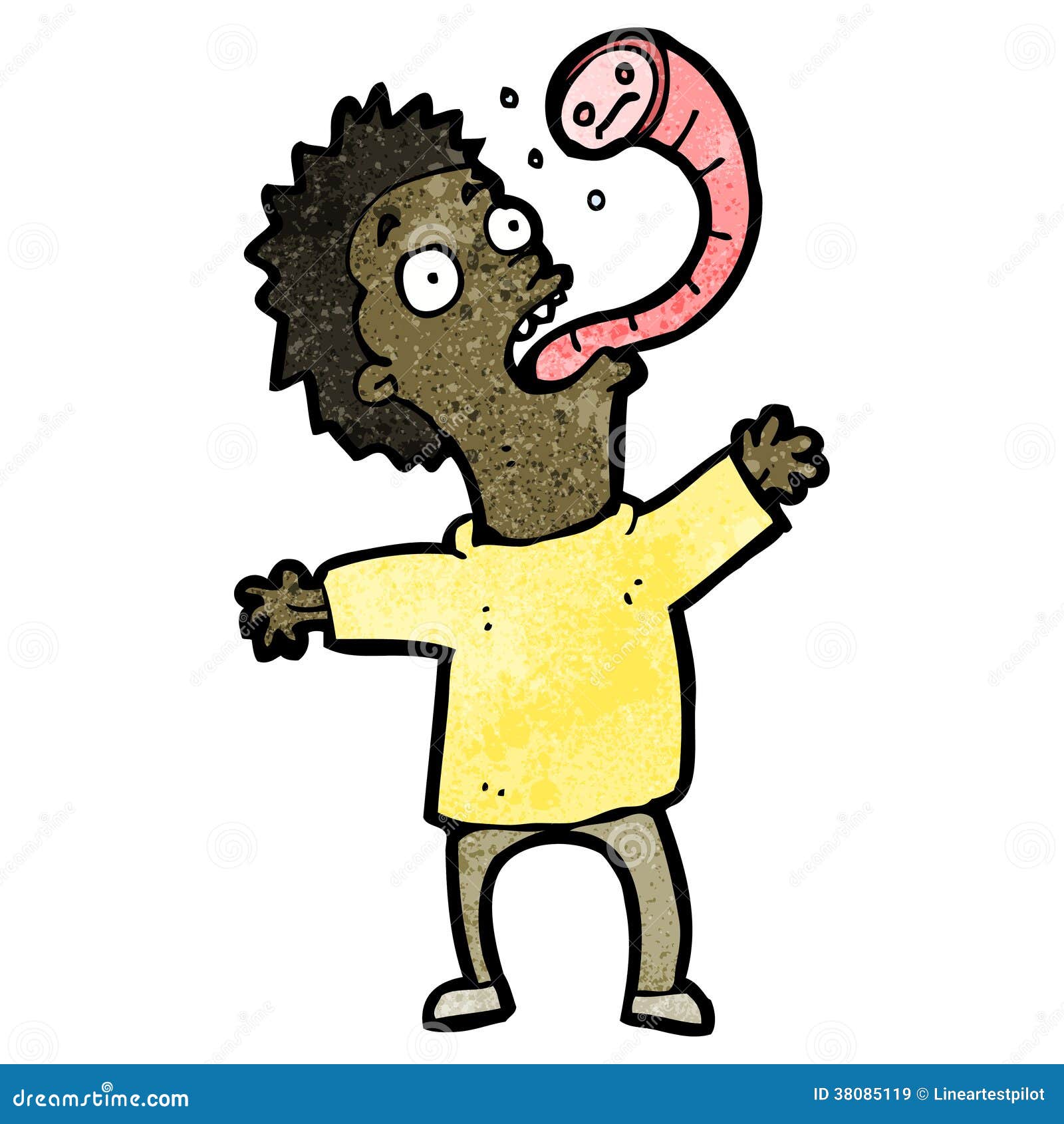 Cartoon Man with Parasitic Worm Stock Vector - Illustration of grunge ...