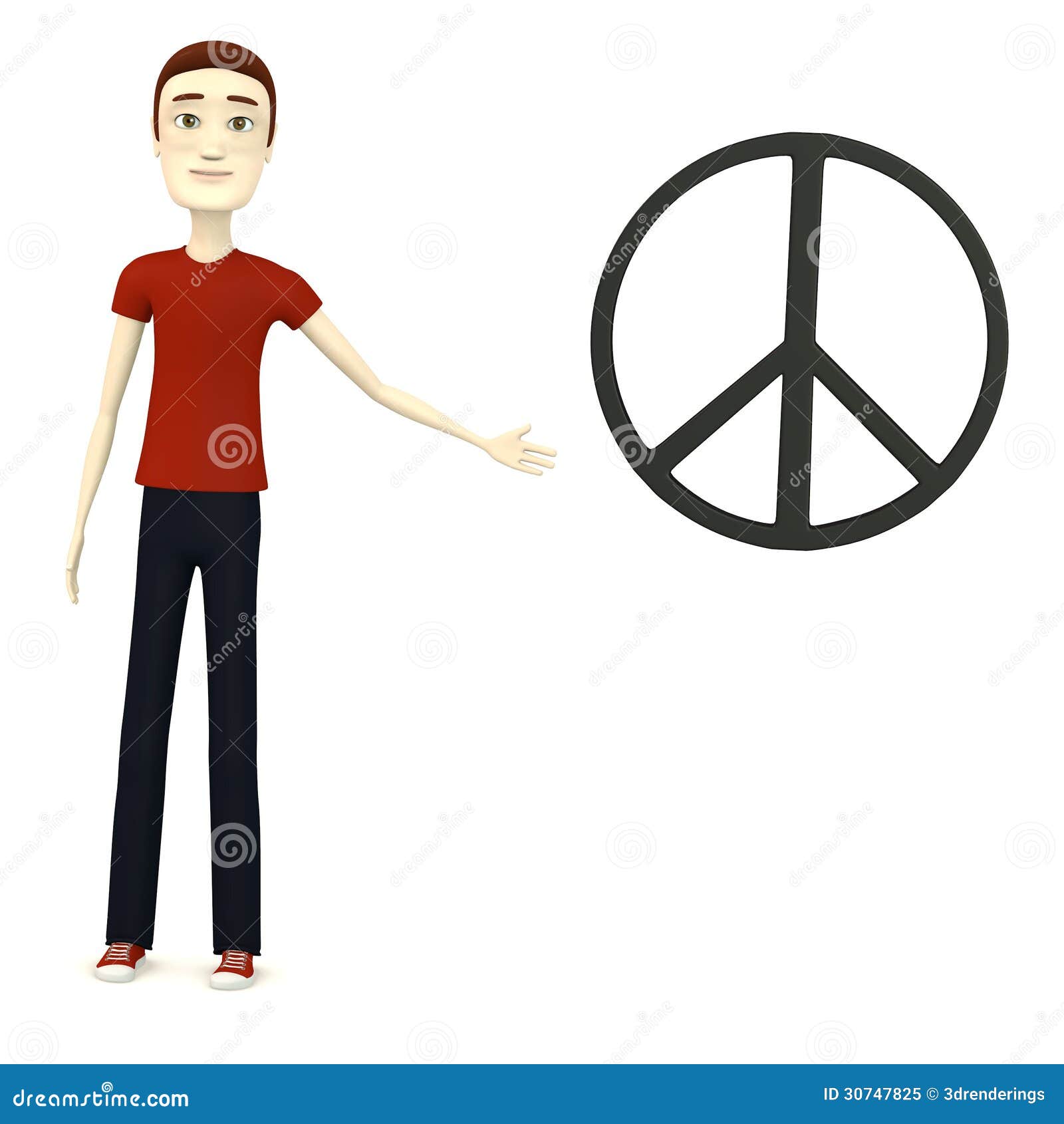 Cartoon Man with Peace Symbol Stock Illustration - Illustration of toon ...