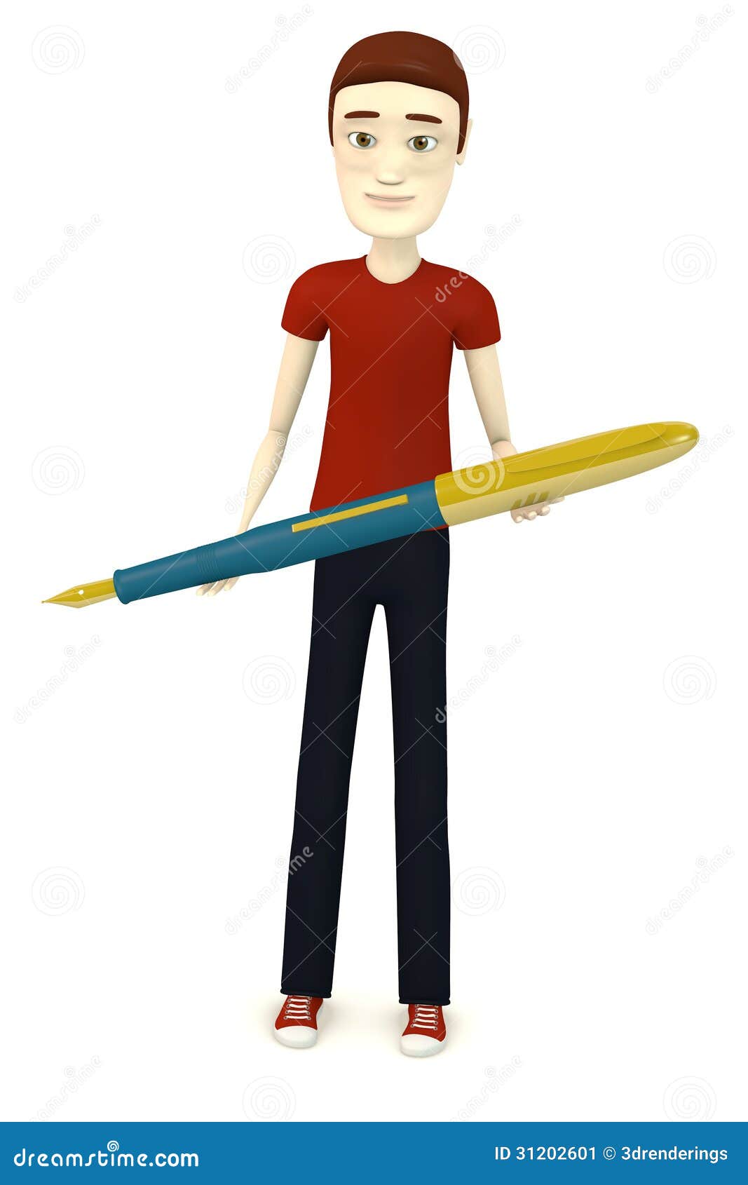 Cartoon man with pen stock illustration. Illustration of human - 31202601
