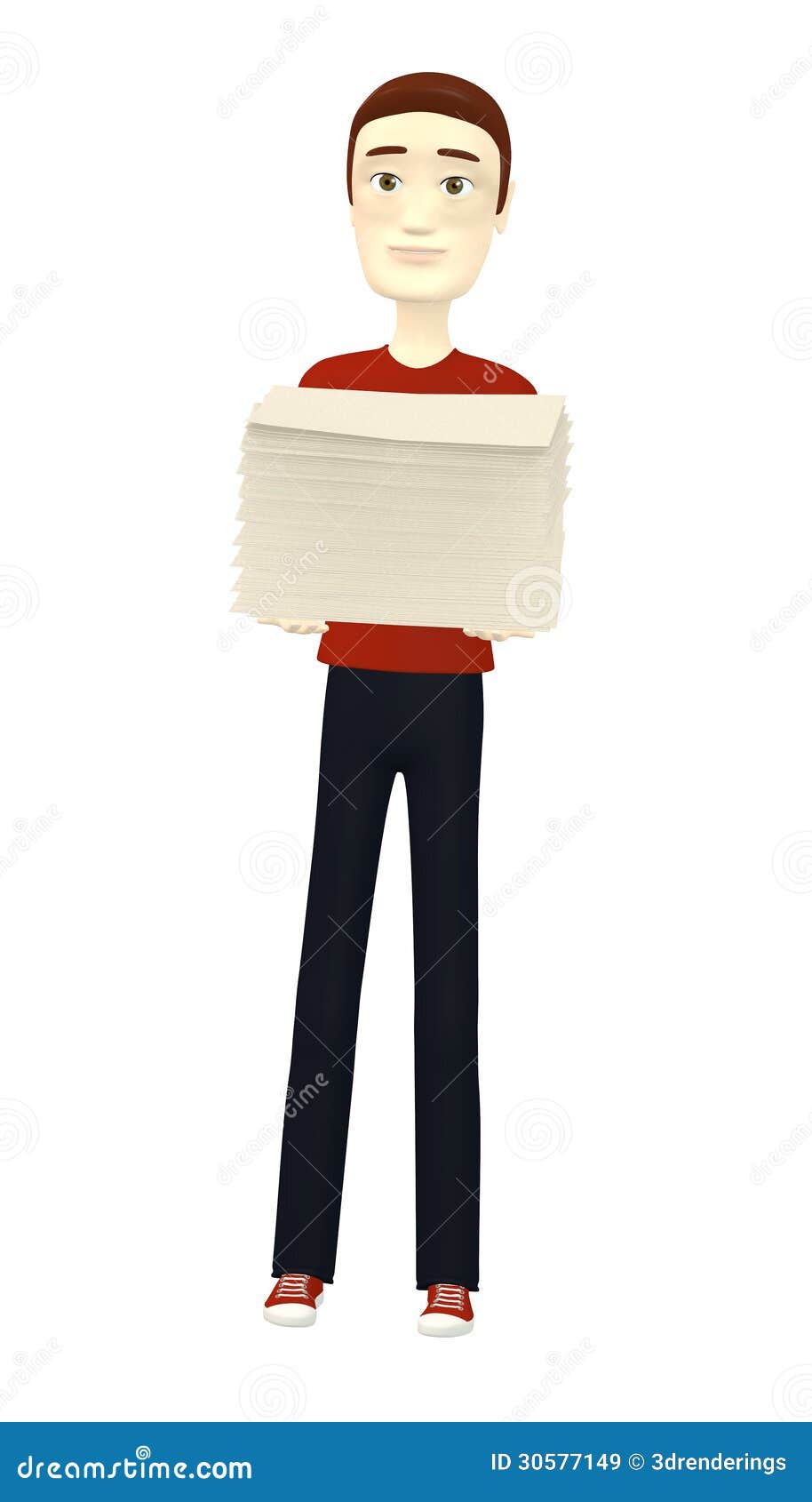 Cartoon Man with Pile of Papers Stock Illustration - Illustration of ...