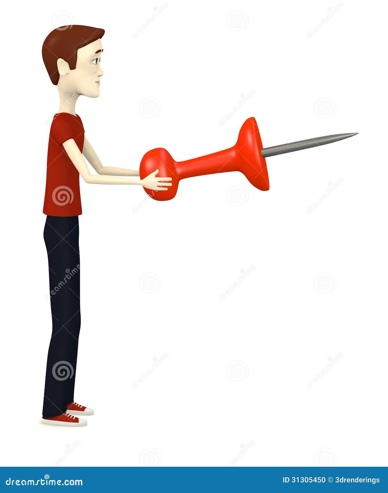 Cartoon man with pin stock illustration. Illustration of stationery ...