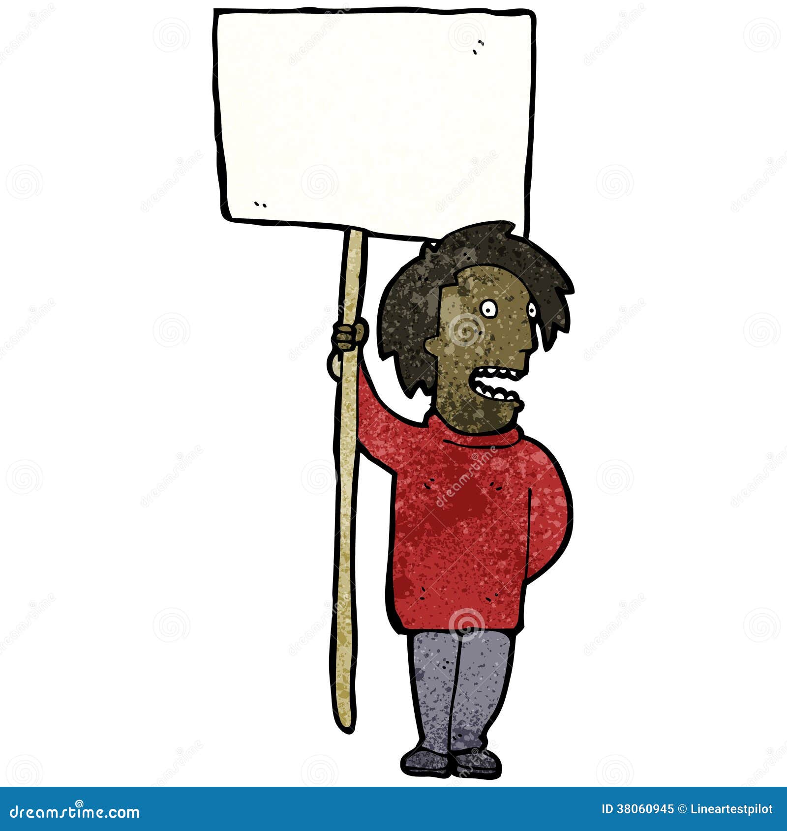 Cartoon Man With Placard Stock Vector Illustration Of Crazy 38060945