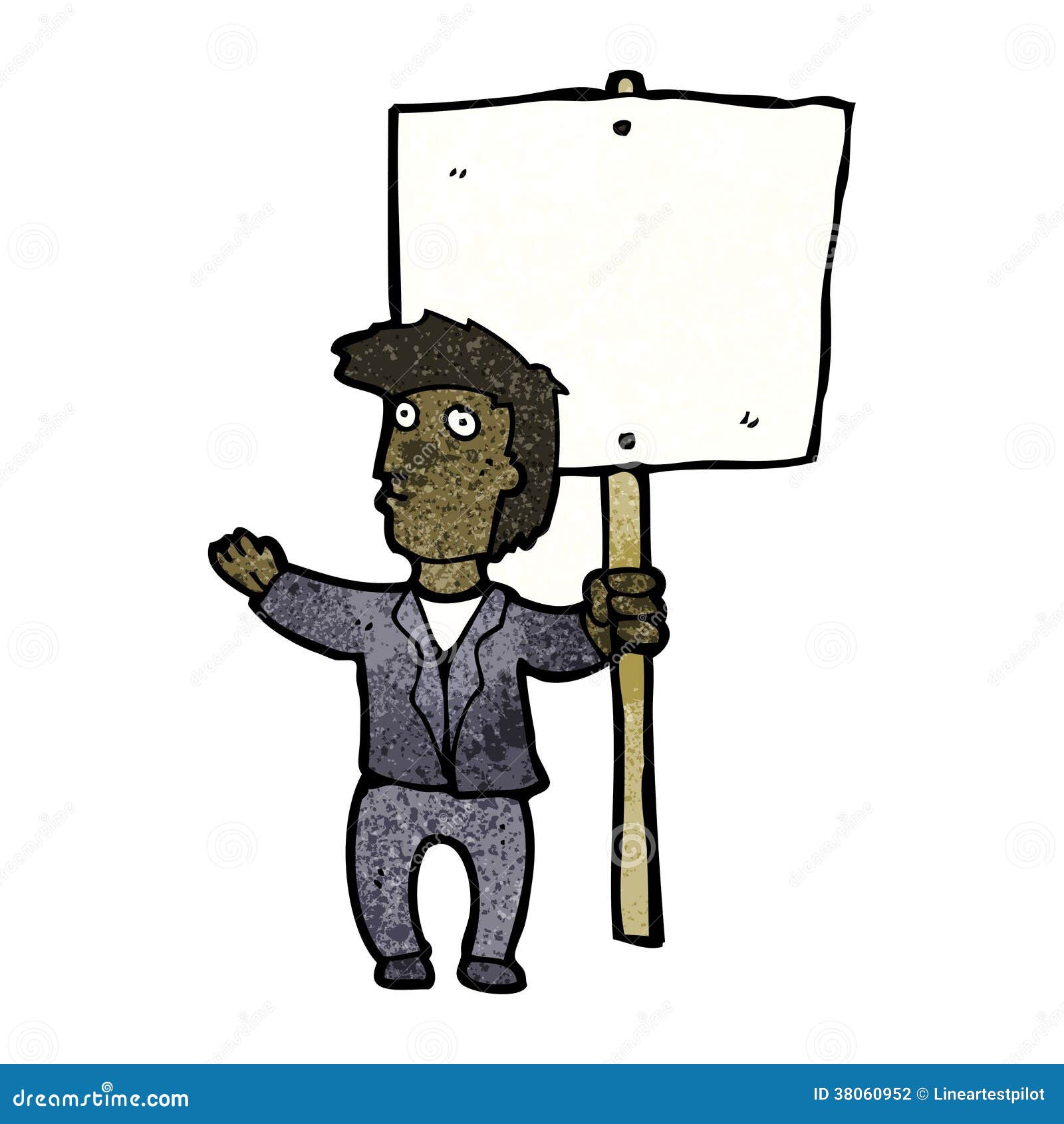 Cartoon man with placard stock vector. Illustration of retro - 38060952