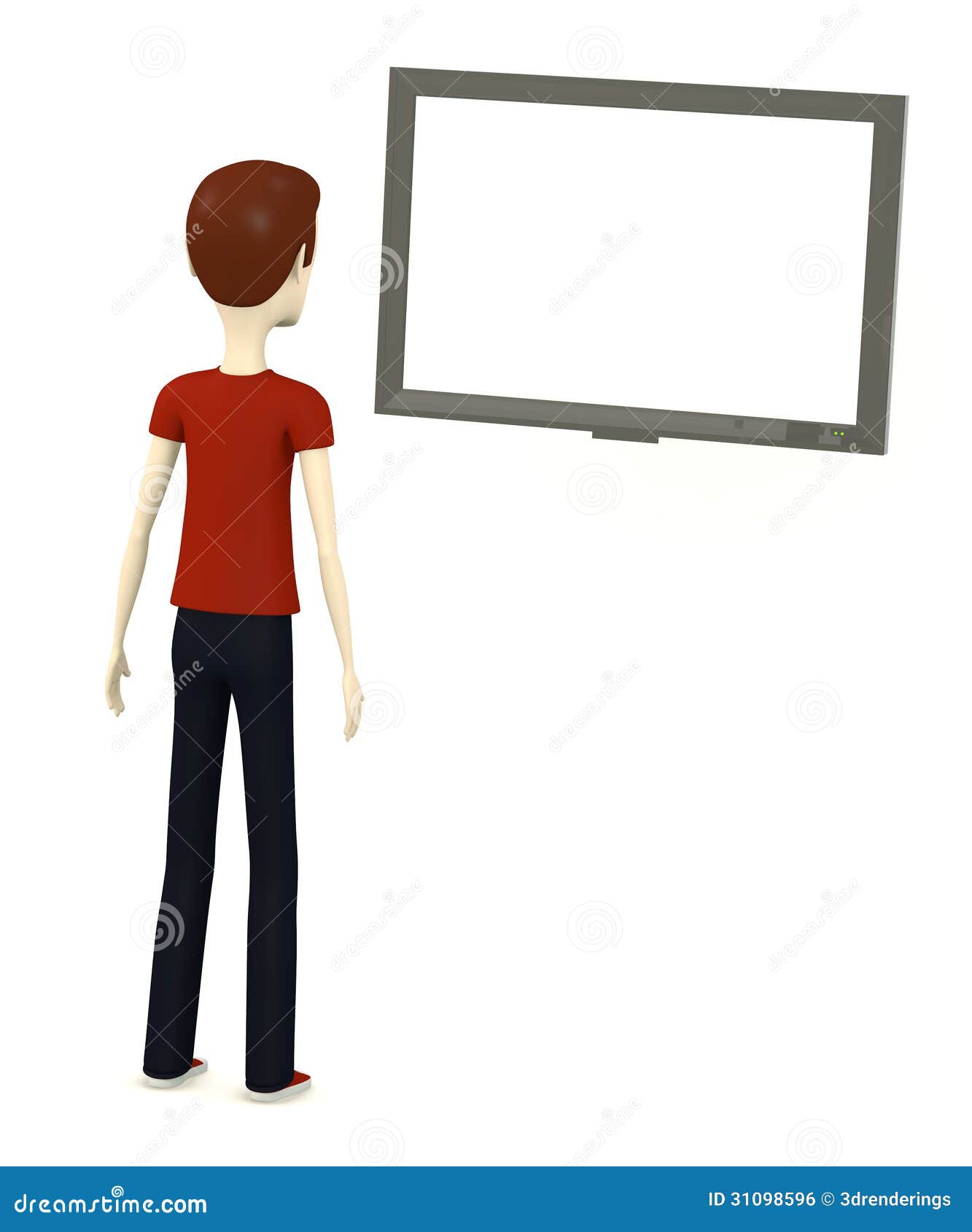 Cartoon Man with Plasma Screen Stock Illustration - Illustration of ...