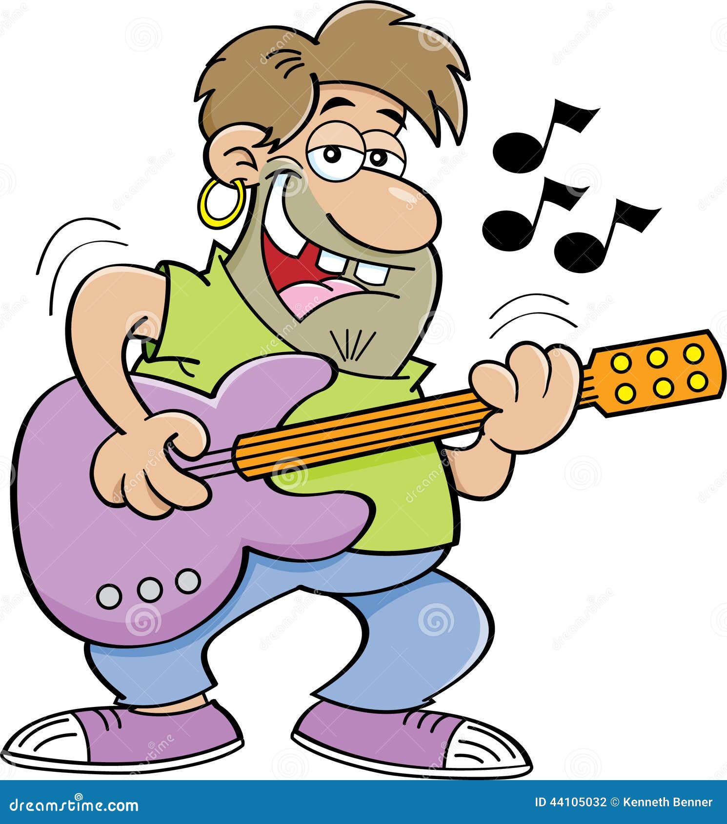 Cartoon Man Playing a Guitar. Stock Vector - Illustration of instrument ...