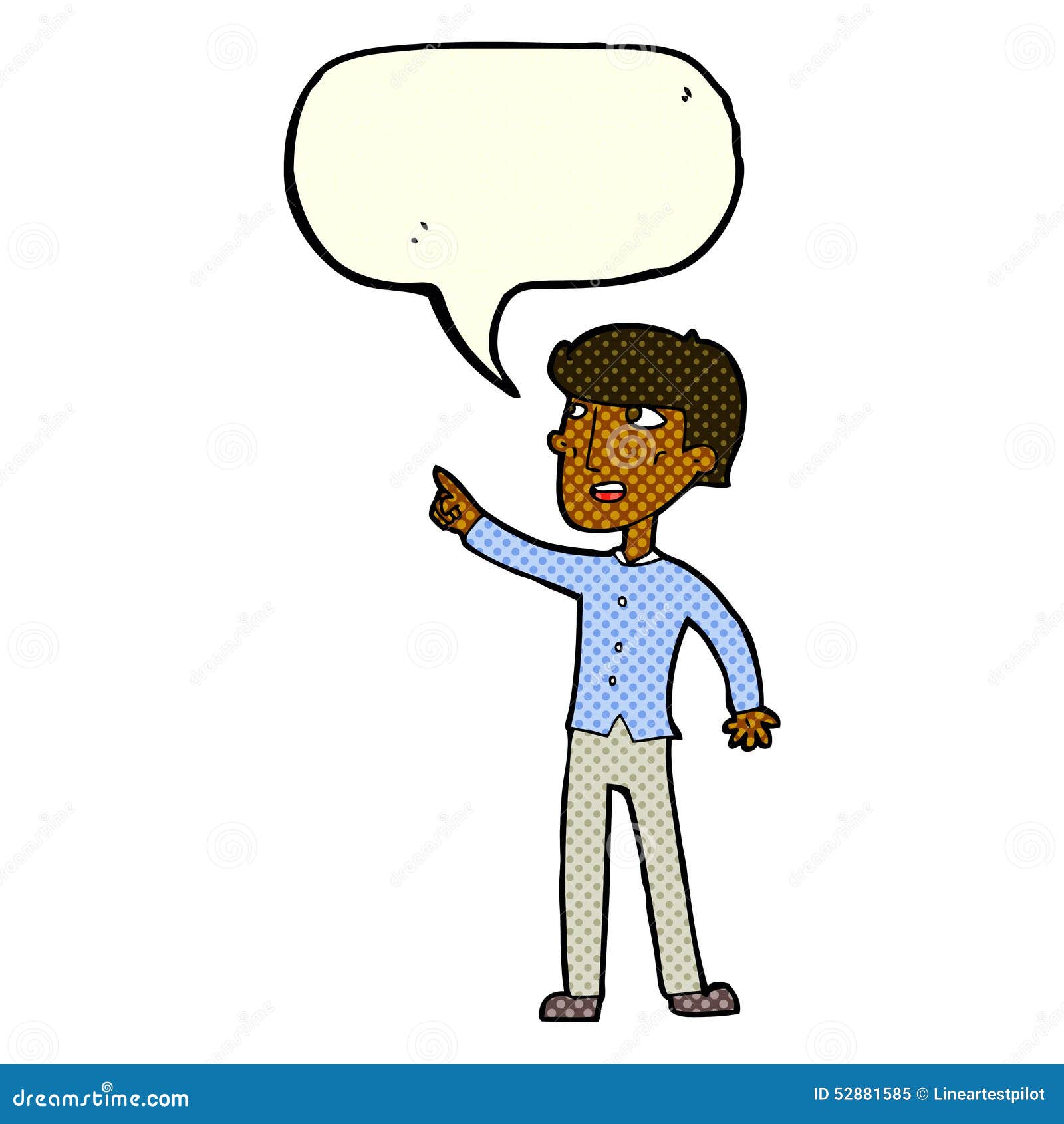 Cartoon Man Pointing with Speech Bubble Stock Illustration ...