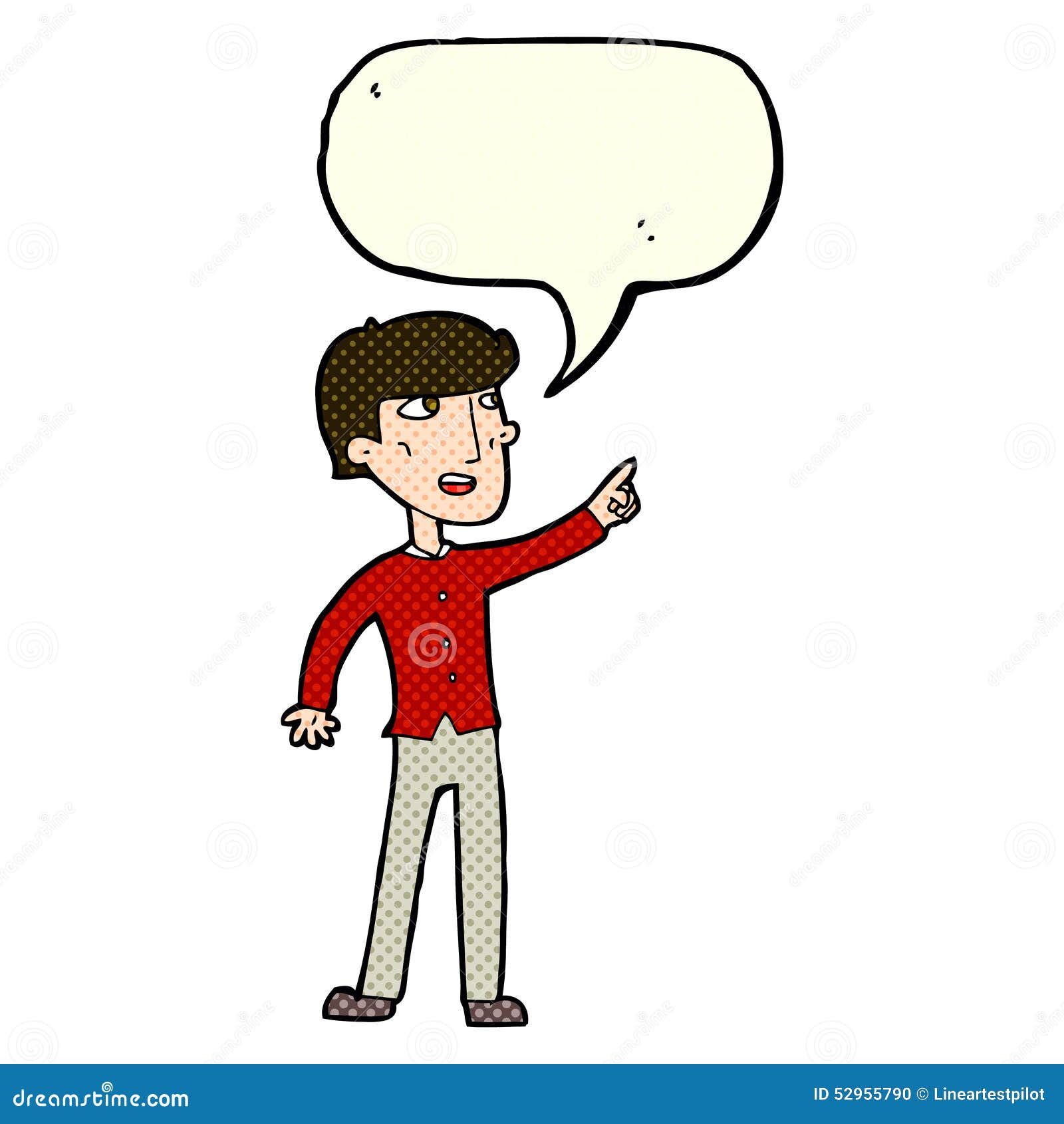 Cartoon Man Pointing with Speech Bubble Stock Illustration ...