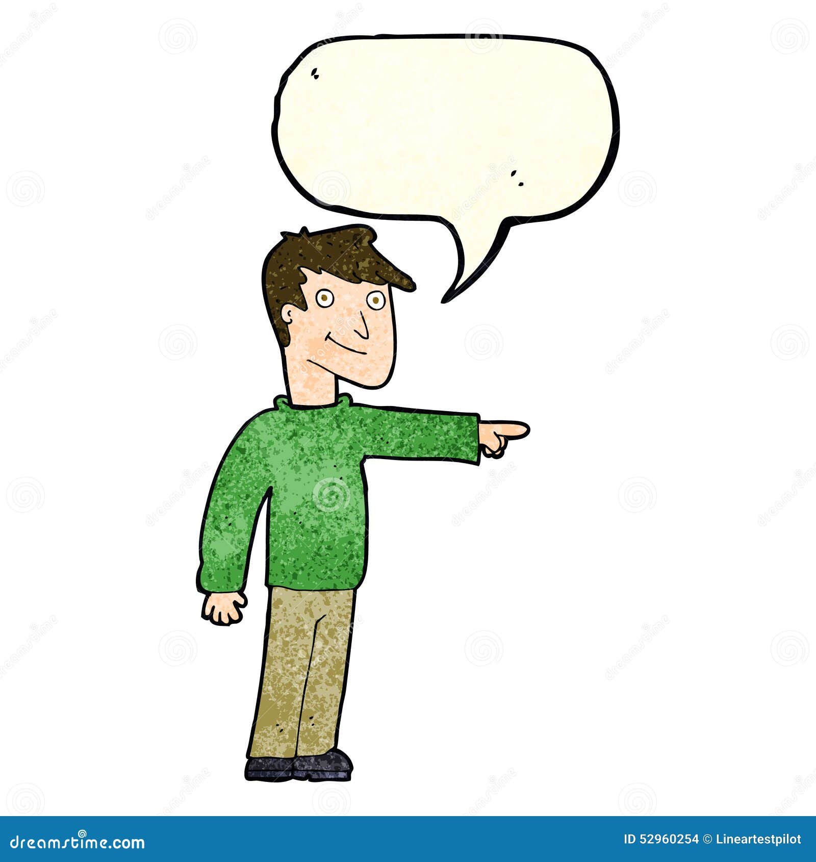 Cartoon Man Pointing with Speech Bubble Stock Illustration ...
